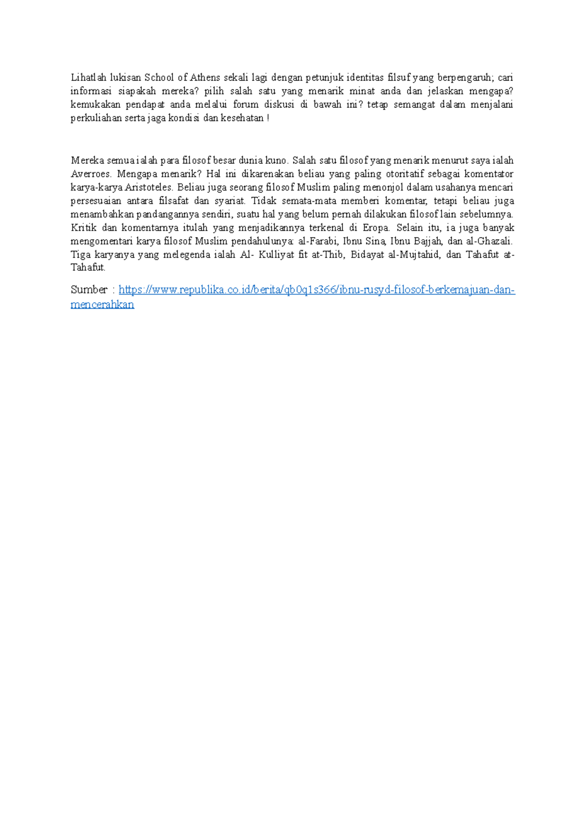 Averroes - Lihatlah lukisan School of Athens sekali lagi dengan ...