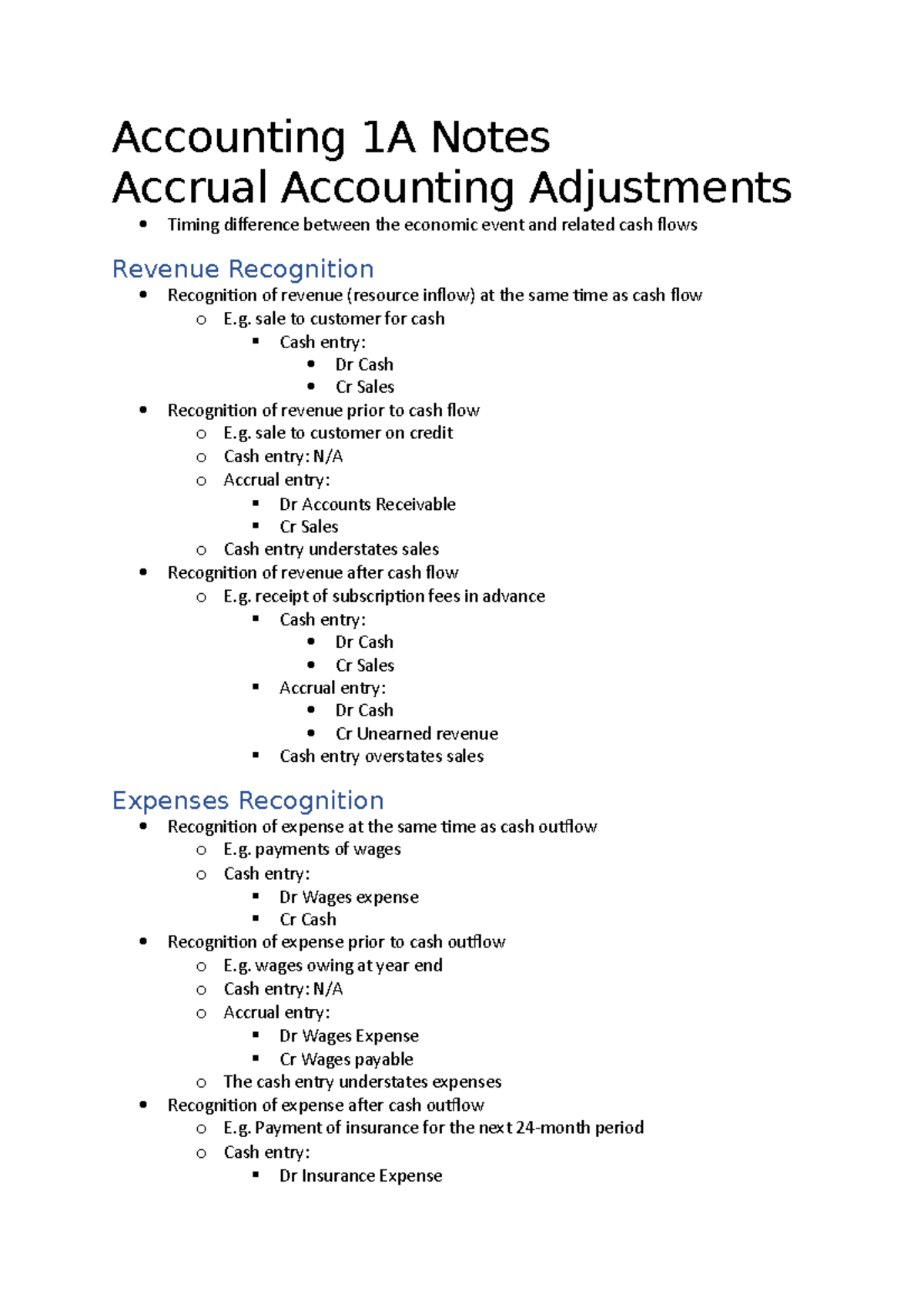 Accounting 1A Notes - Super brief overview of the course - Accounting ...