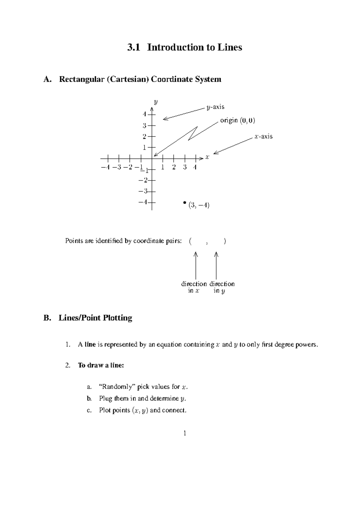 3.1 Introduction to Lines - 3 Introduction to Lines A. Rectangular ...