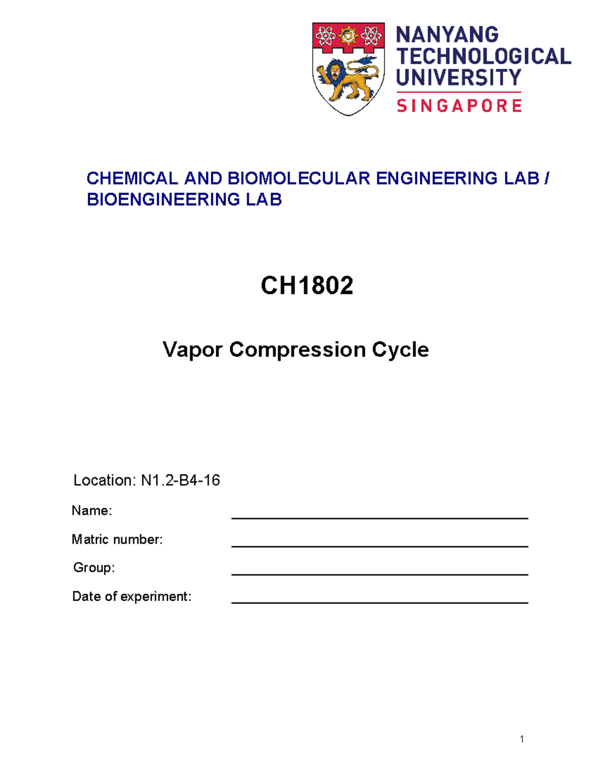 CH1802 C4 Vapour Compression Cycle - CH 1802 Vapor Compression Cycle ...