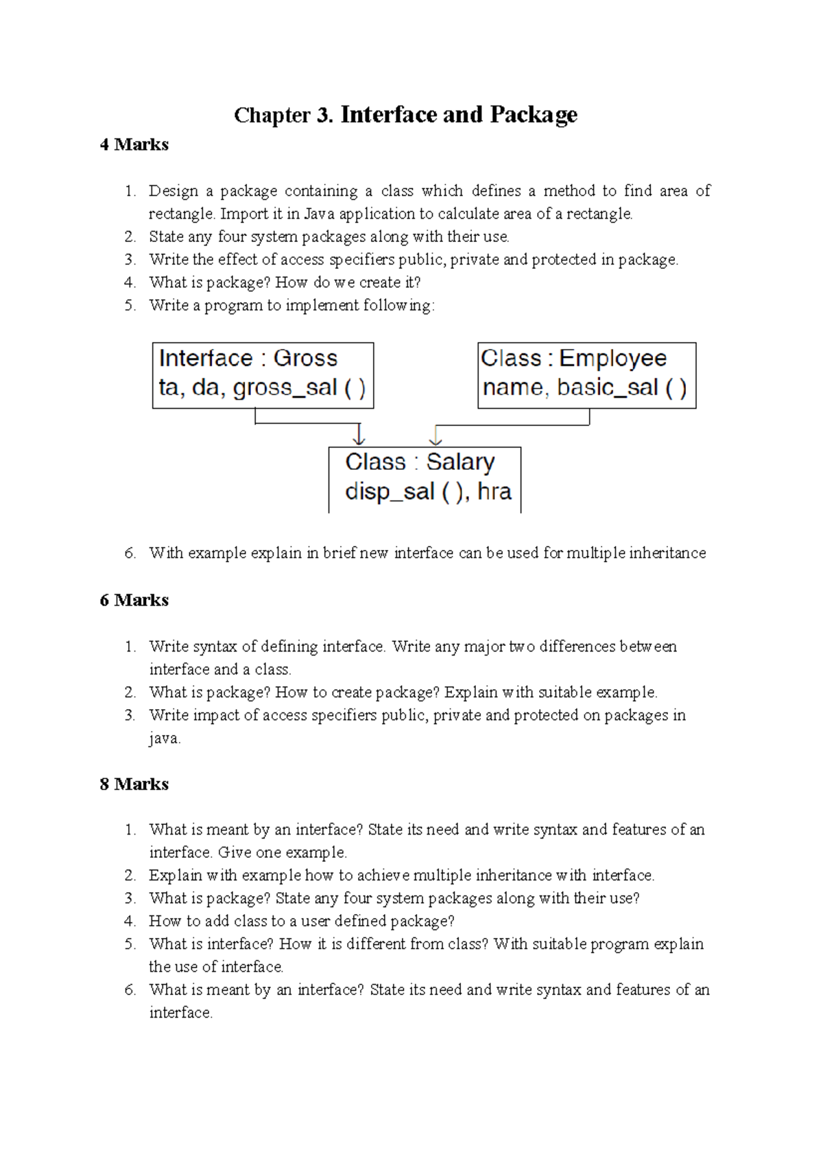 interface and package - Chapter 3. Interface and Package 4 Marks 1 ...