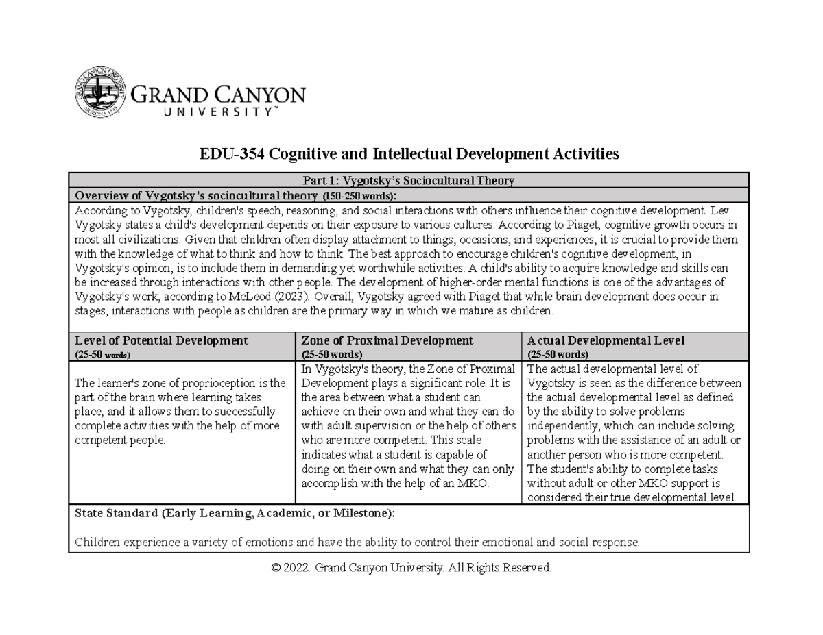 MSchumaker T3 EDU-354-Development Chart - EDU-354 Cognitive and ...