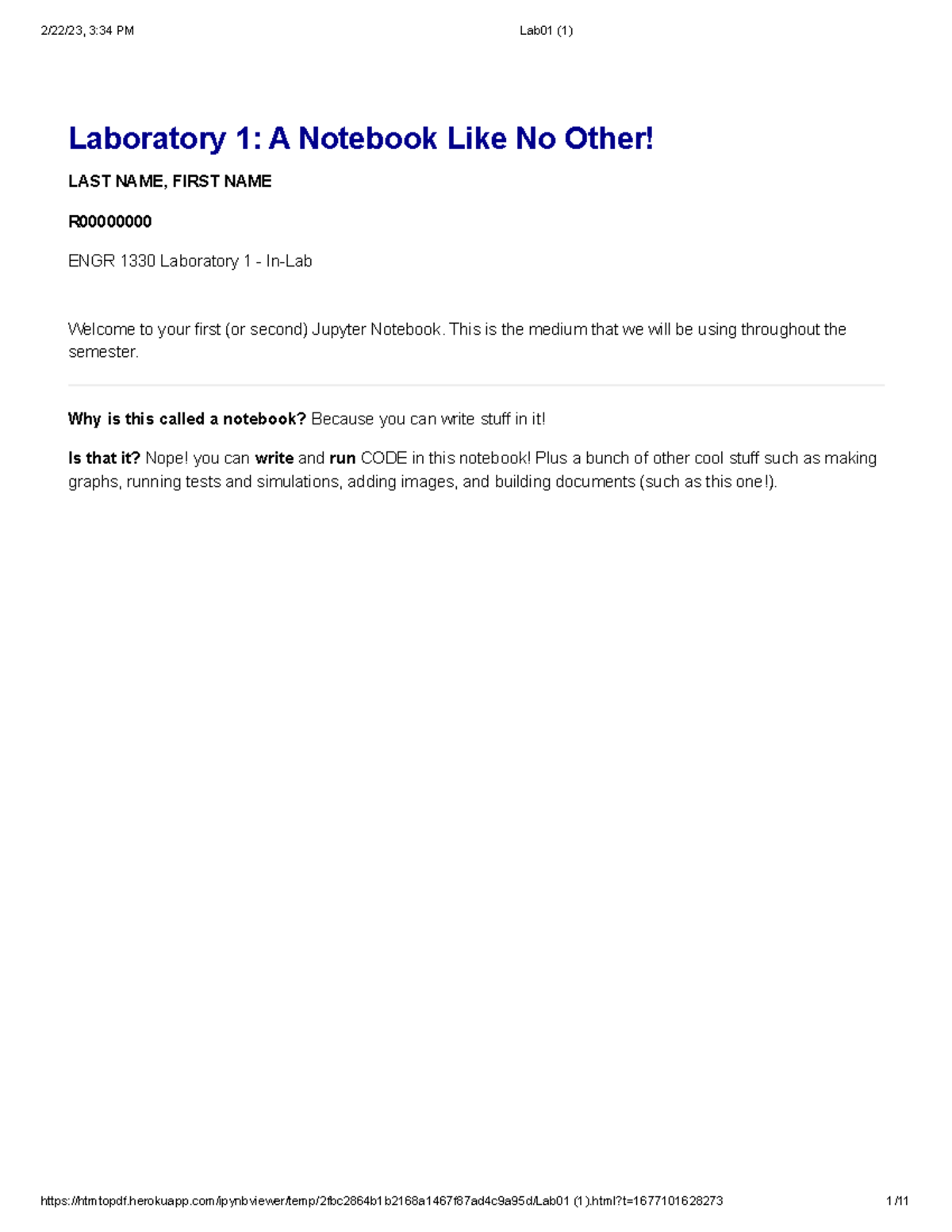 Lab01 - Professor Turgut Batulrap - Laboratory 1: A Notebook Like No Other! LAST NAME, FIRST ...