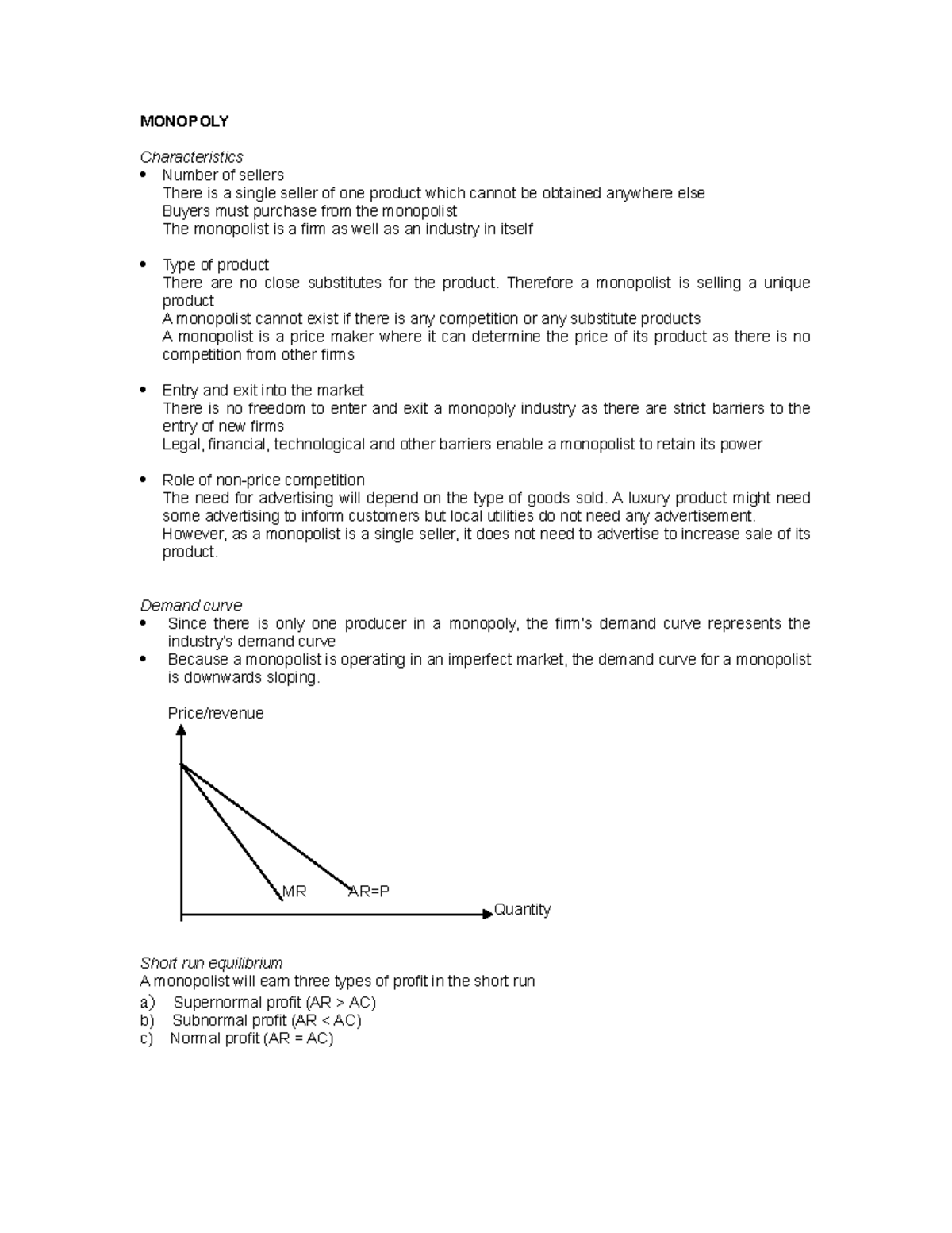 Topic 7 - Market Structure (Monopoly & Monopolistic Comp) - MONOPOLY ...