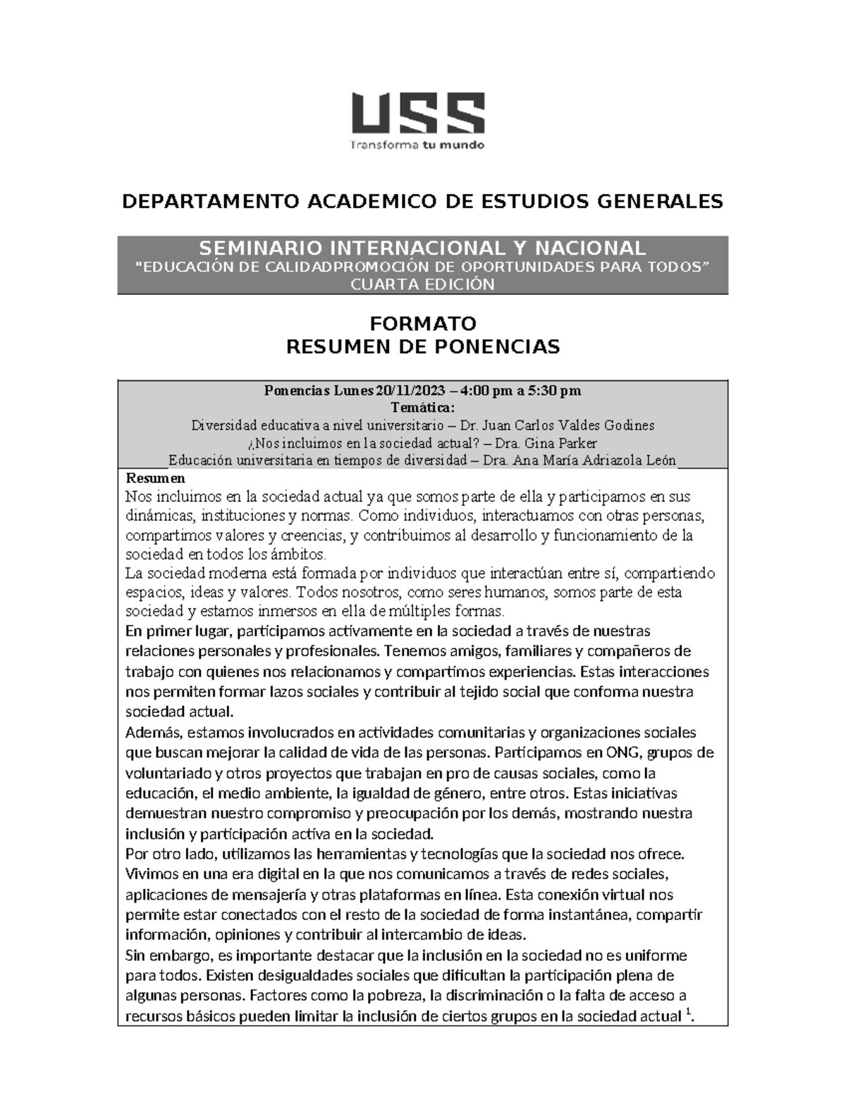 Formato Resumen Ponencias-23 resuelto - DEPARTAMENTO ACADEMICO DE ESTUDIOS GENERALES SEMINARIO ...