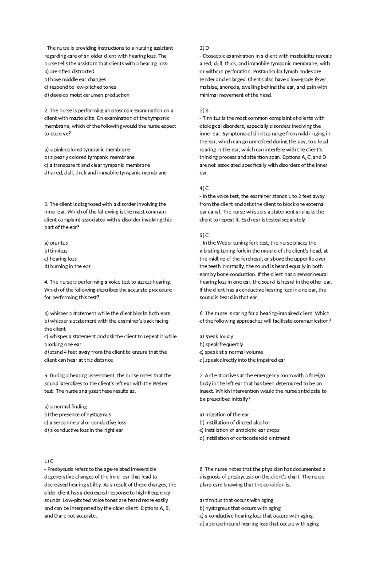 Ear-Disorders-50 - SYSTEMS - . The nurse is providing instructions to a ...