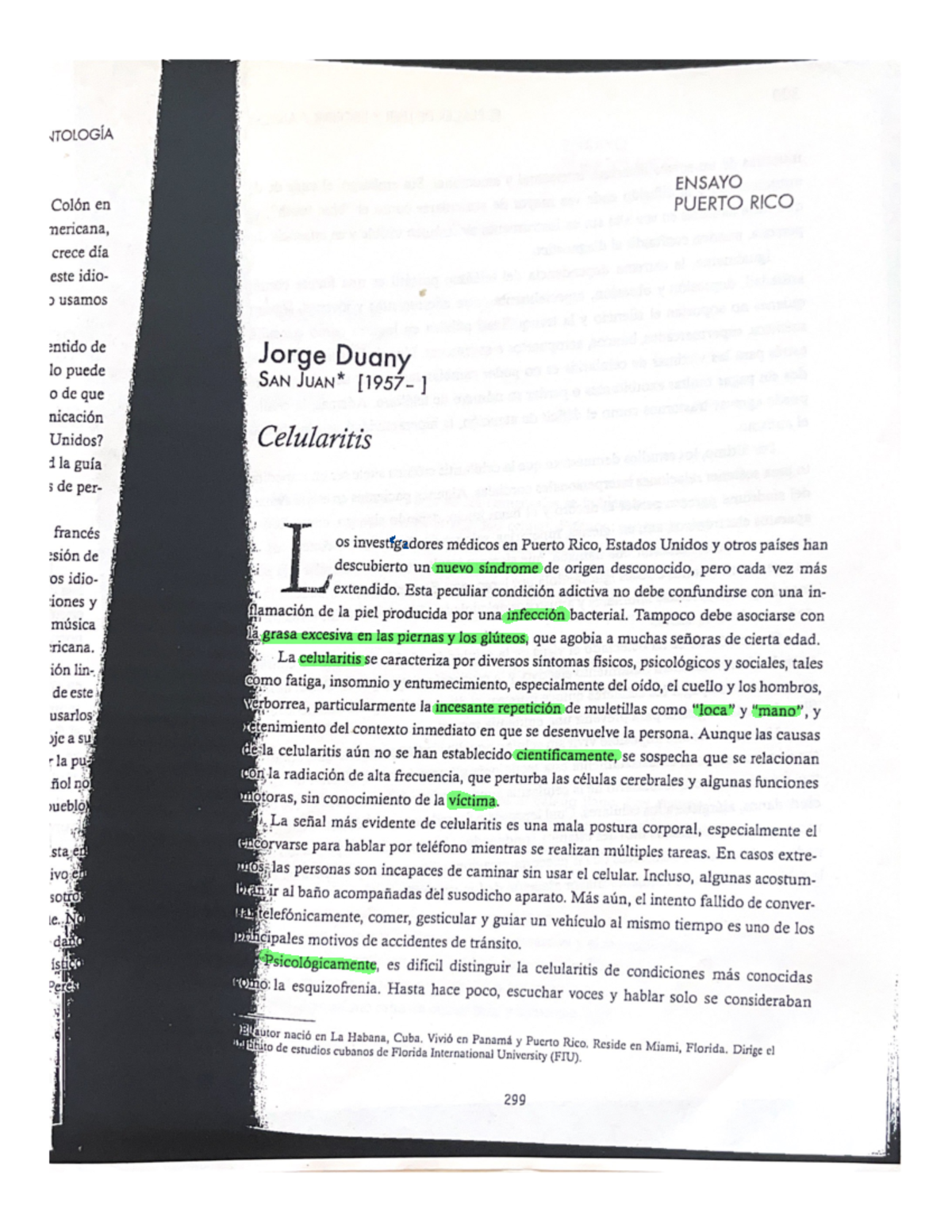 Celularitis Jorge Duany - Español Básico II (espa 3101) - Fl - Studocu