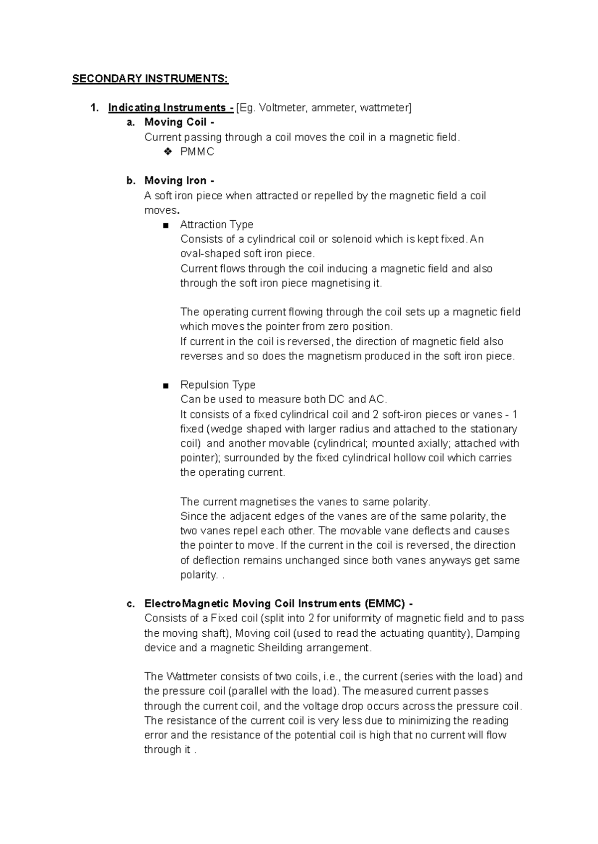Module 2 complete - SECONDARY INSTRUMENTS: Indicating Instruments - [Eg ...