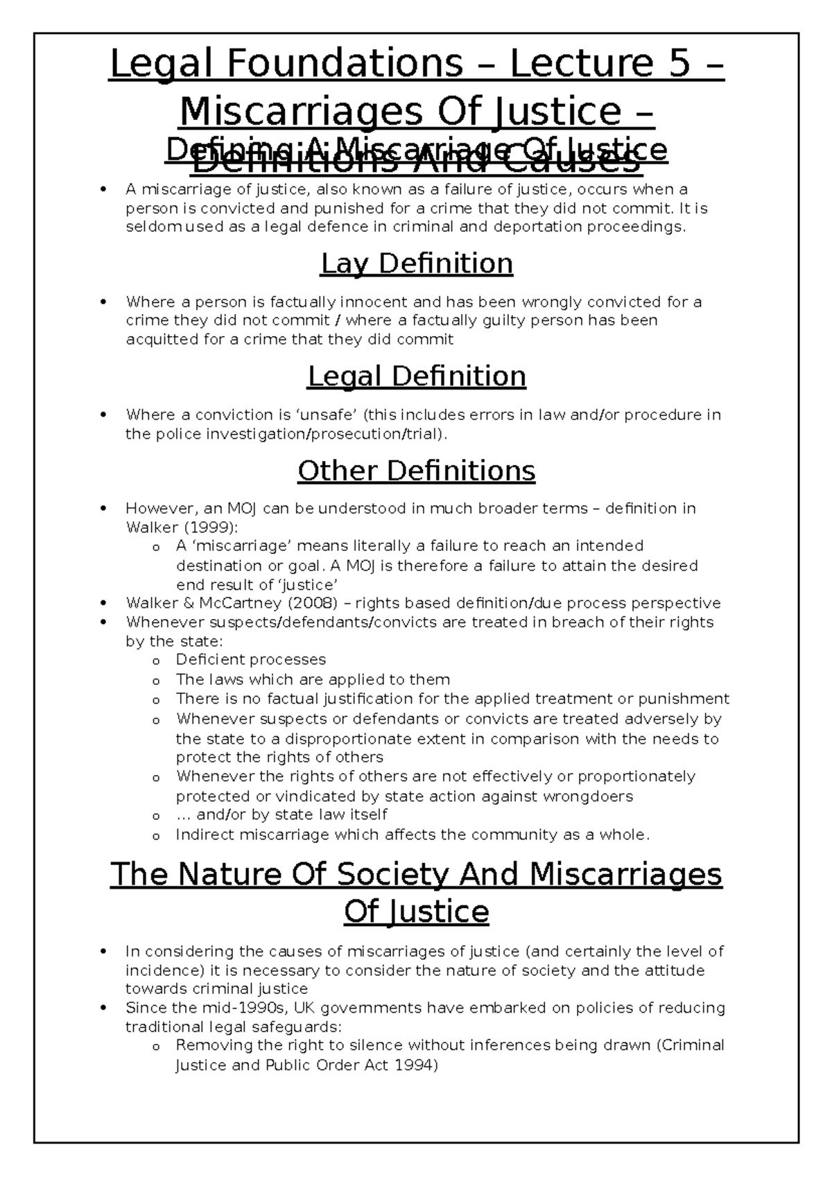Lecture 5 -Topic One - LEFO - Deining A Miscarriage Of Justice A ...