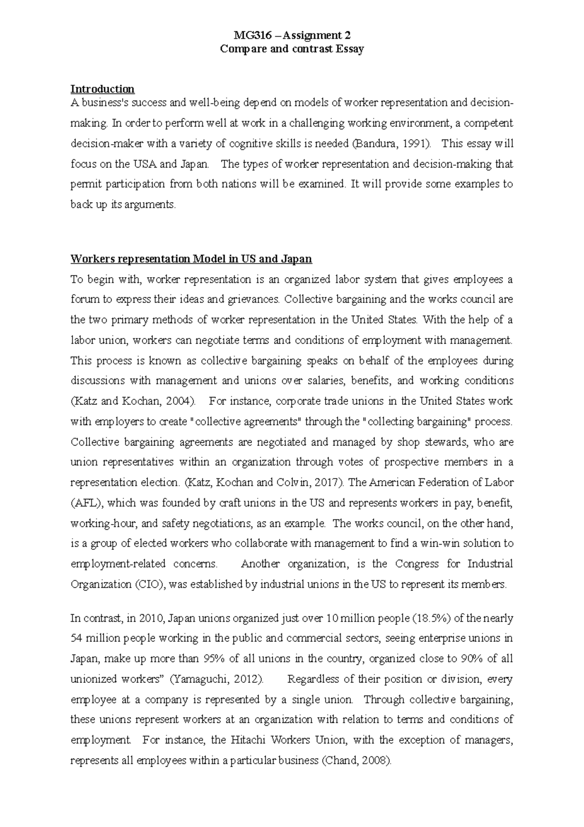 Assngment 2 - Assignment 2 - MG316 – Assignment 2 Compare and contrast ...