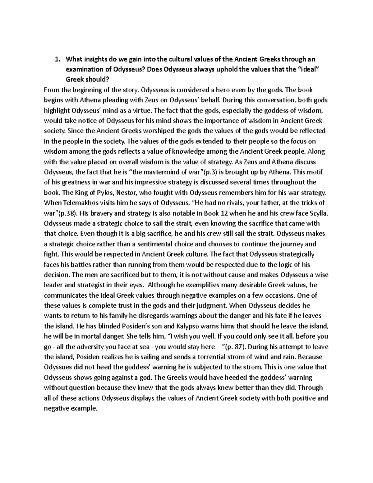 The Odyssey Response - What insights do we gain into the cultural ...