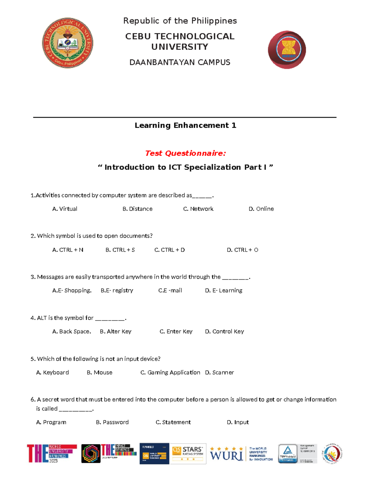 CTU DB NEW Letterhead 1 - CEBU TECHNOLOGICAL UNIVERSITY DAANBANTAYAN ...