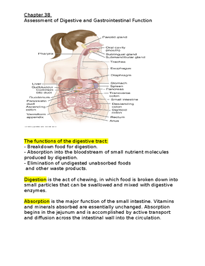 Chapter 41 + 40 - NOTES - Management of Patients with Intestinal and ...