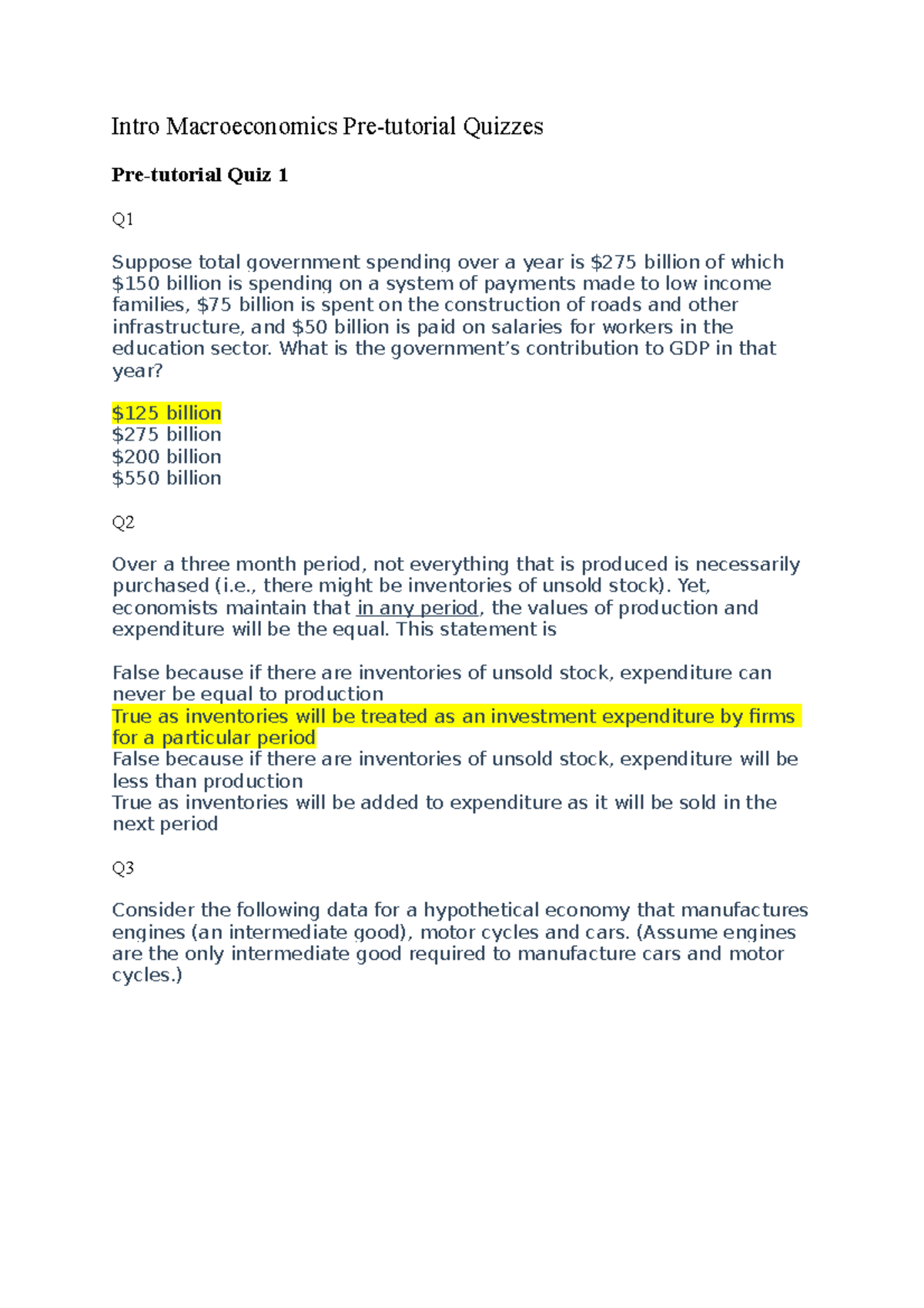 Intro Macroeconomics pretut quizzes - Intro Macroeconomics Pre-tutorial ...