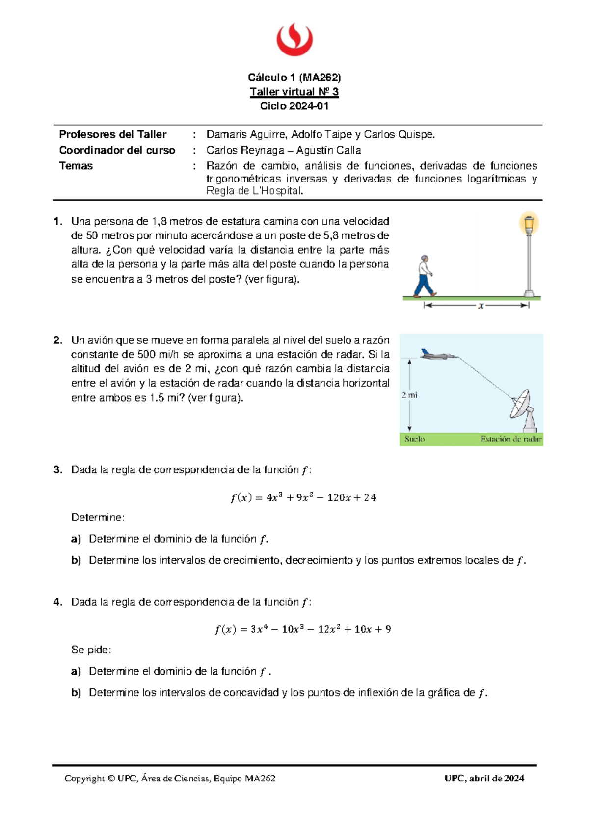 MA262 2024 01 Taller 03 - Copyright © UPC, Área de Ciencias, Equipo MA ...