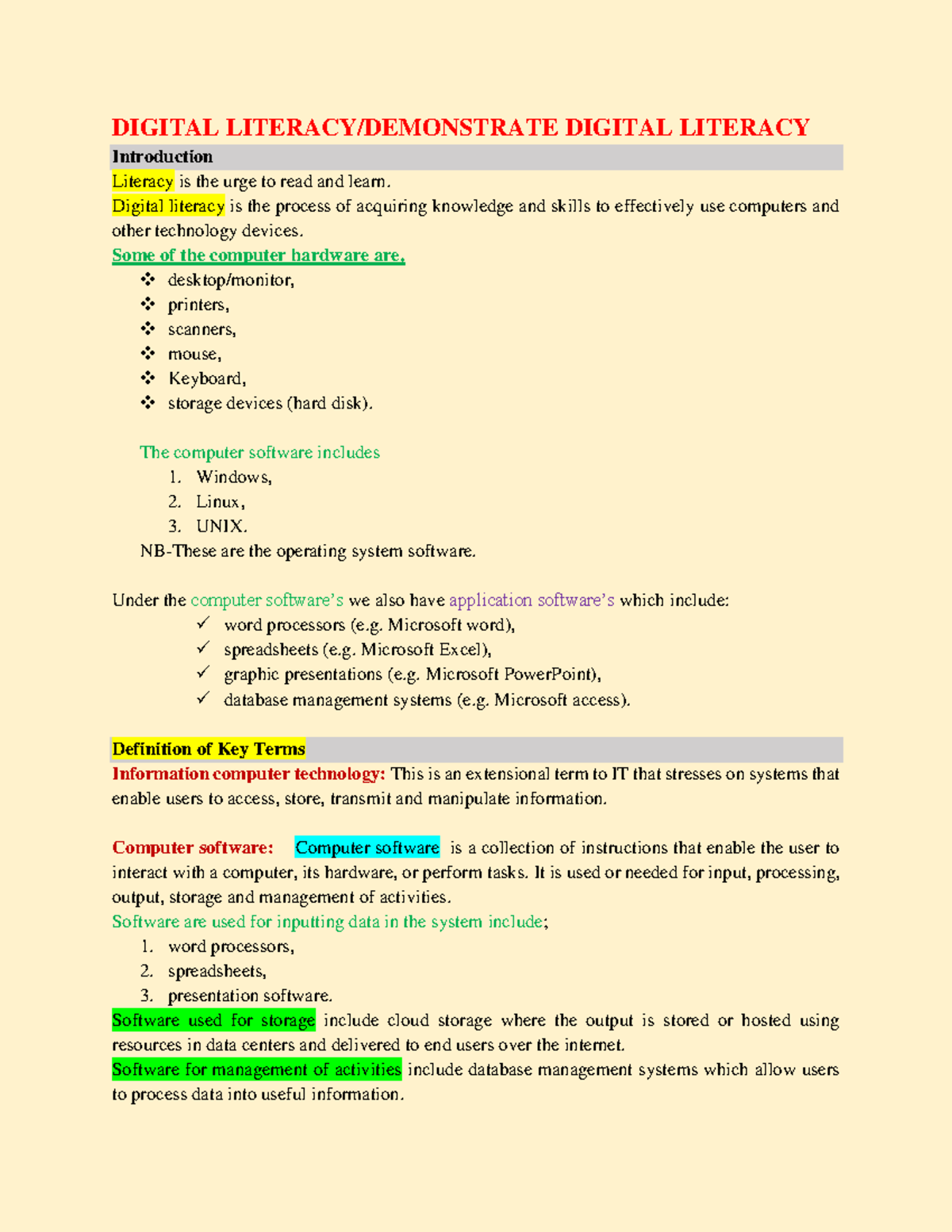 Digital Literacy Topic 1 - DIGITAL LITERACY/DEMONSTRATE DIGITAL ...