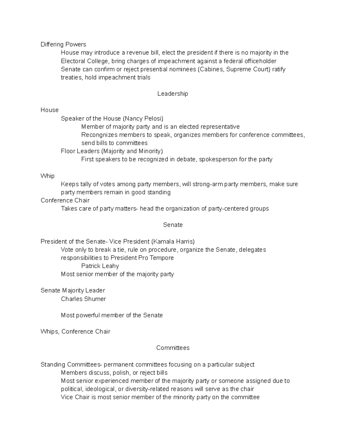 Government Notes 02 07 23 - Differing Powers House may introduce a ...