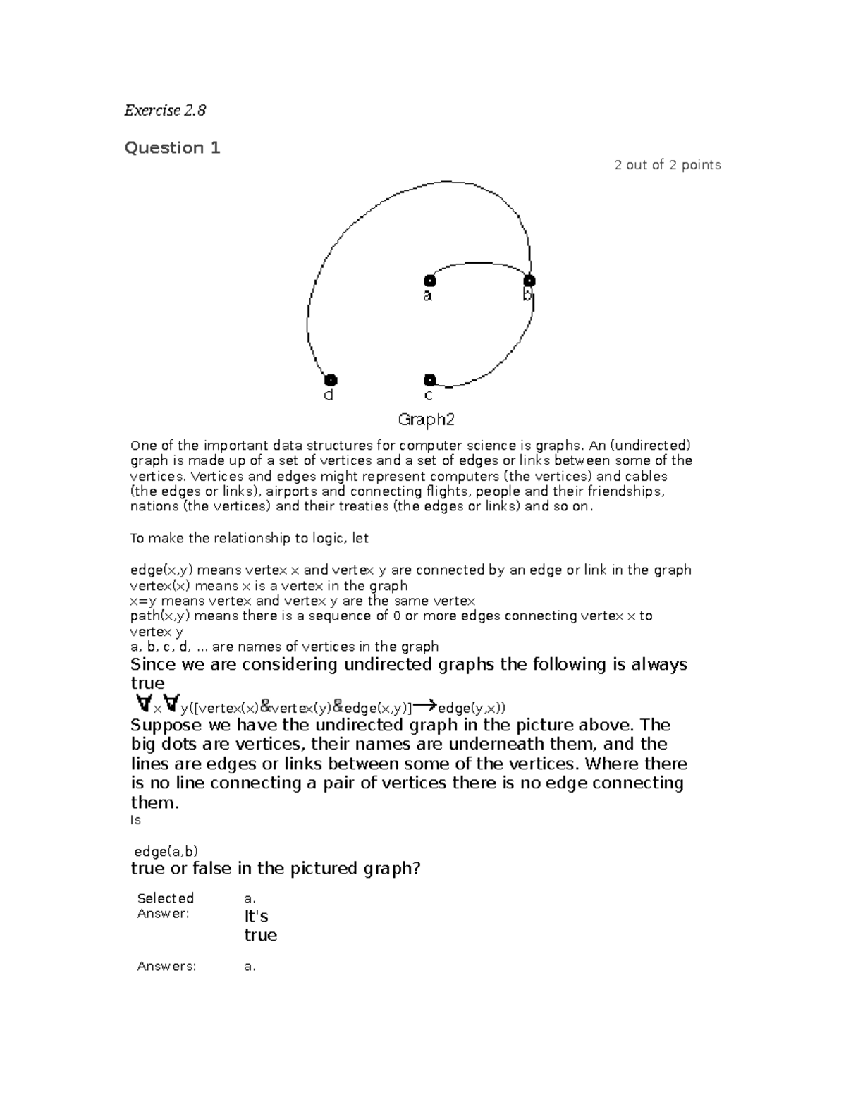 Sample/practice exam 2017, questions and answers - Exercise 2 Question ...