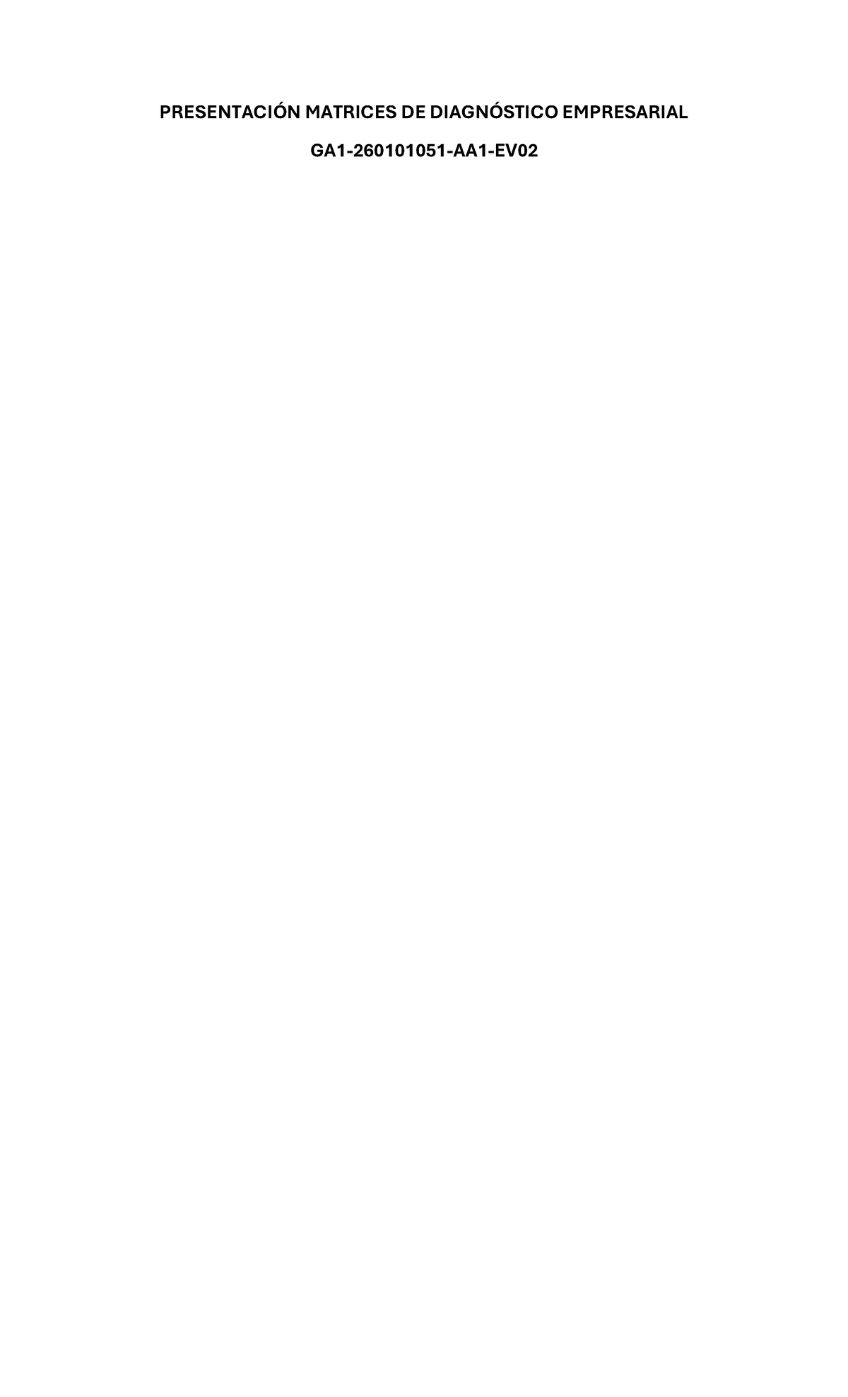 Presentación Matrices De Diagnóstico Empresarial Presentación