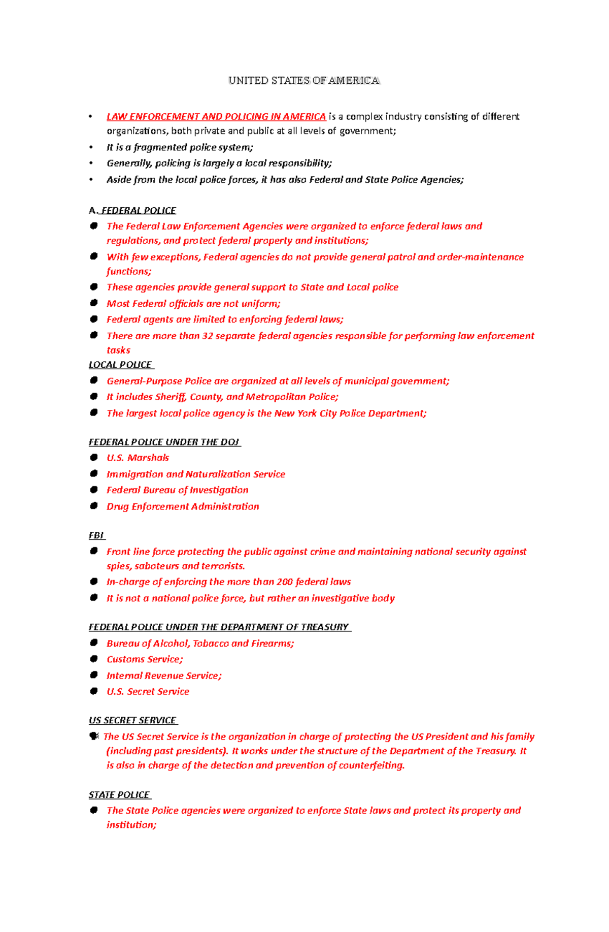 Topic VI United States OF America - UNITED STATES OF AMERICA • LAW ...