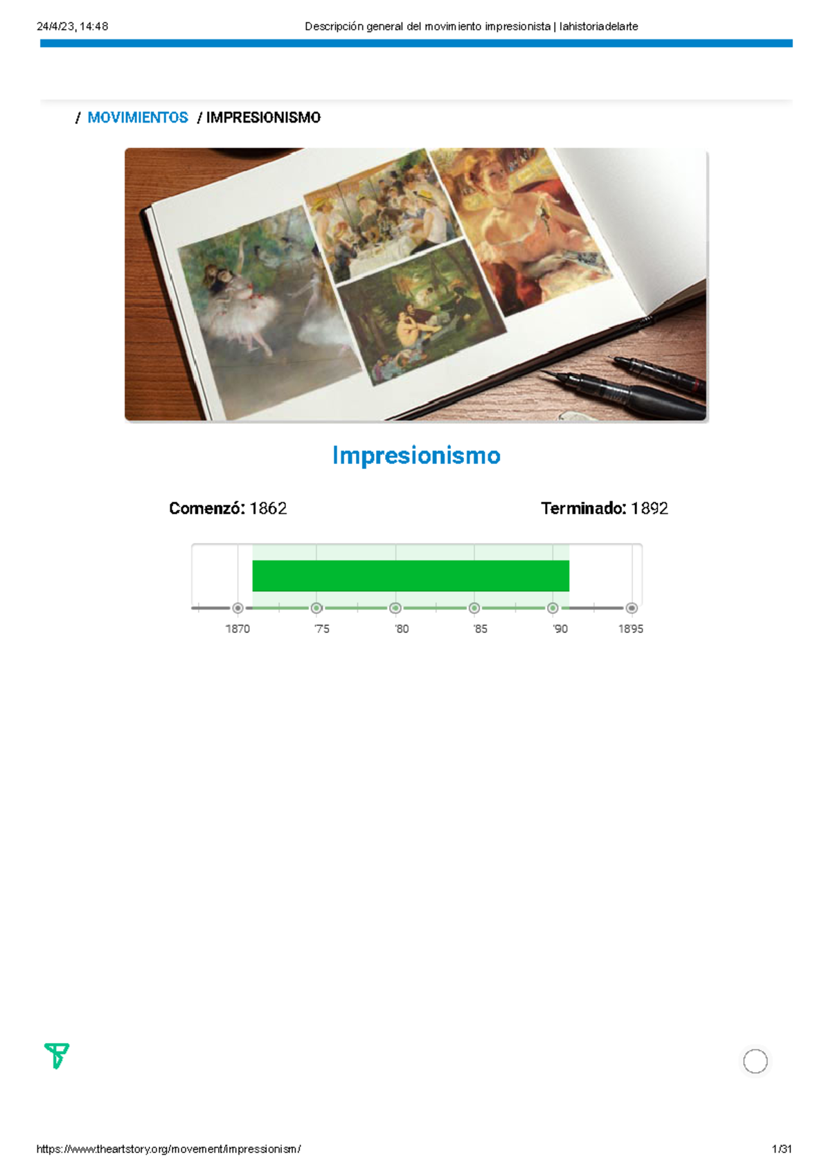 Descripción general del movimiento impresionista lahistoriadelarte - / MOVIMIENTOS ...