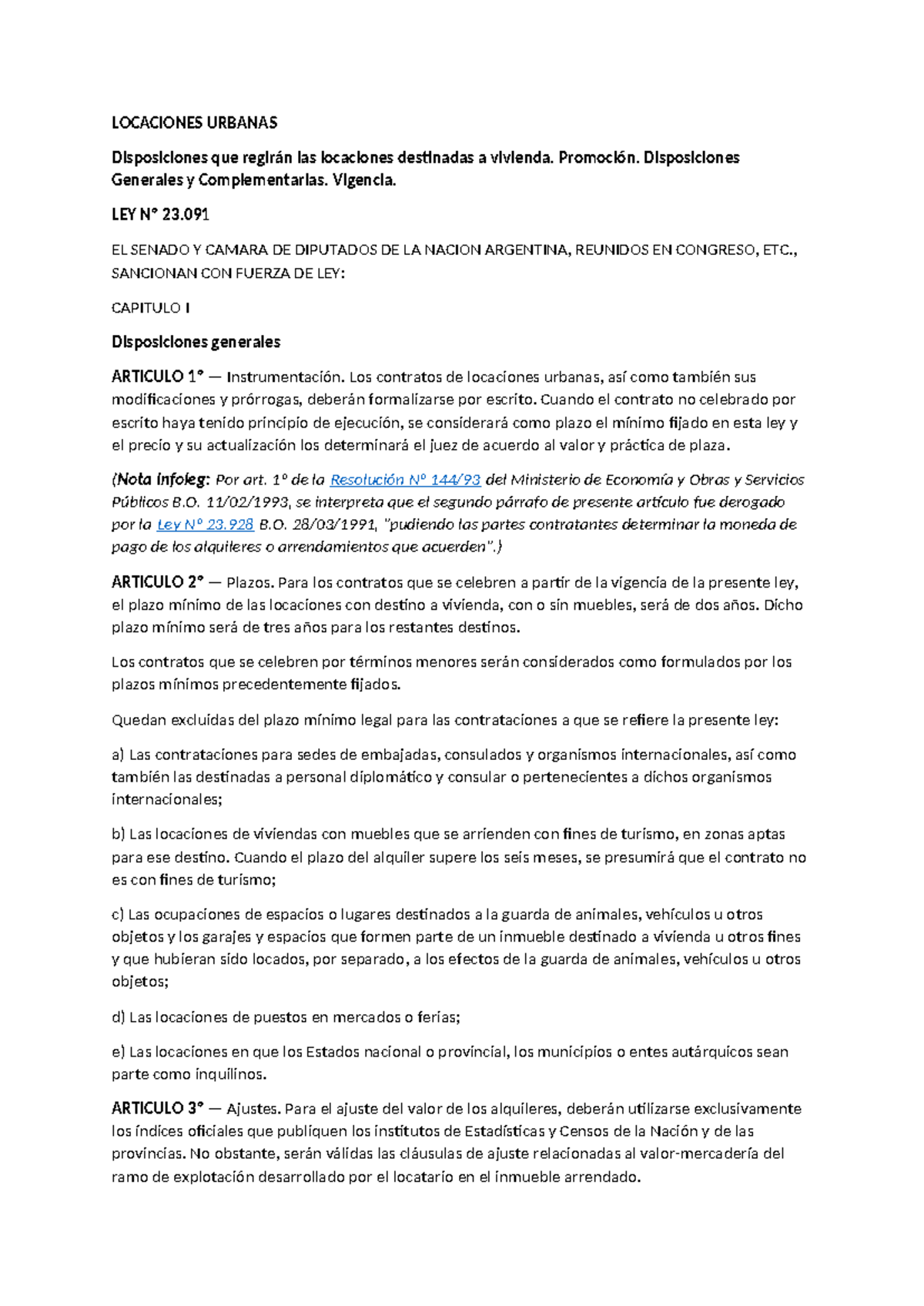 Locaciones Urbanas - LOCACIONES URBANAS Disposiciones que regirán las ...
