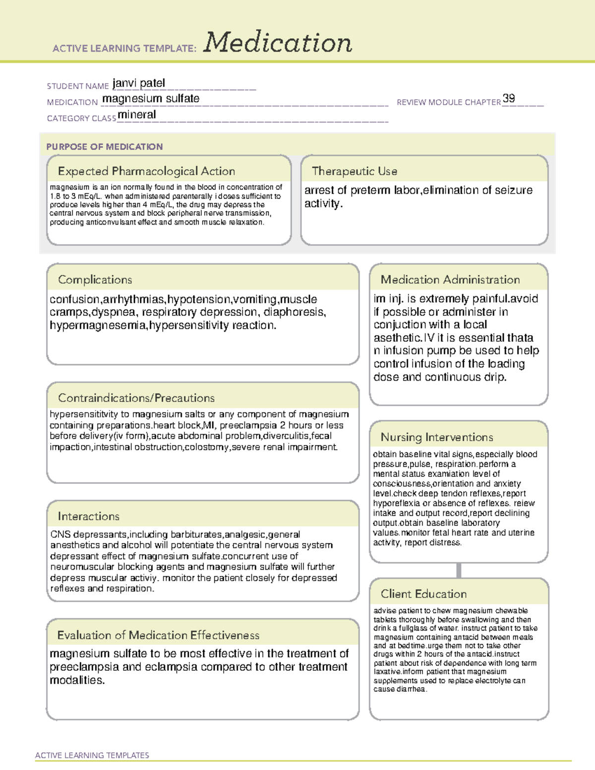 Medication blank drug 8 - ACTIVE LEARNING TEMPLATES Medication STUDENT ...