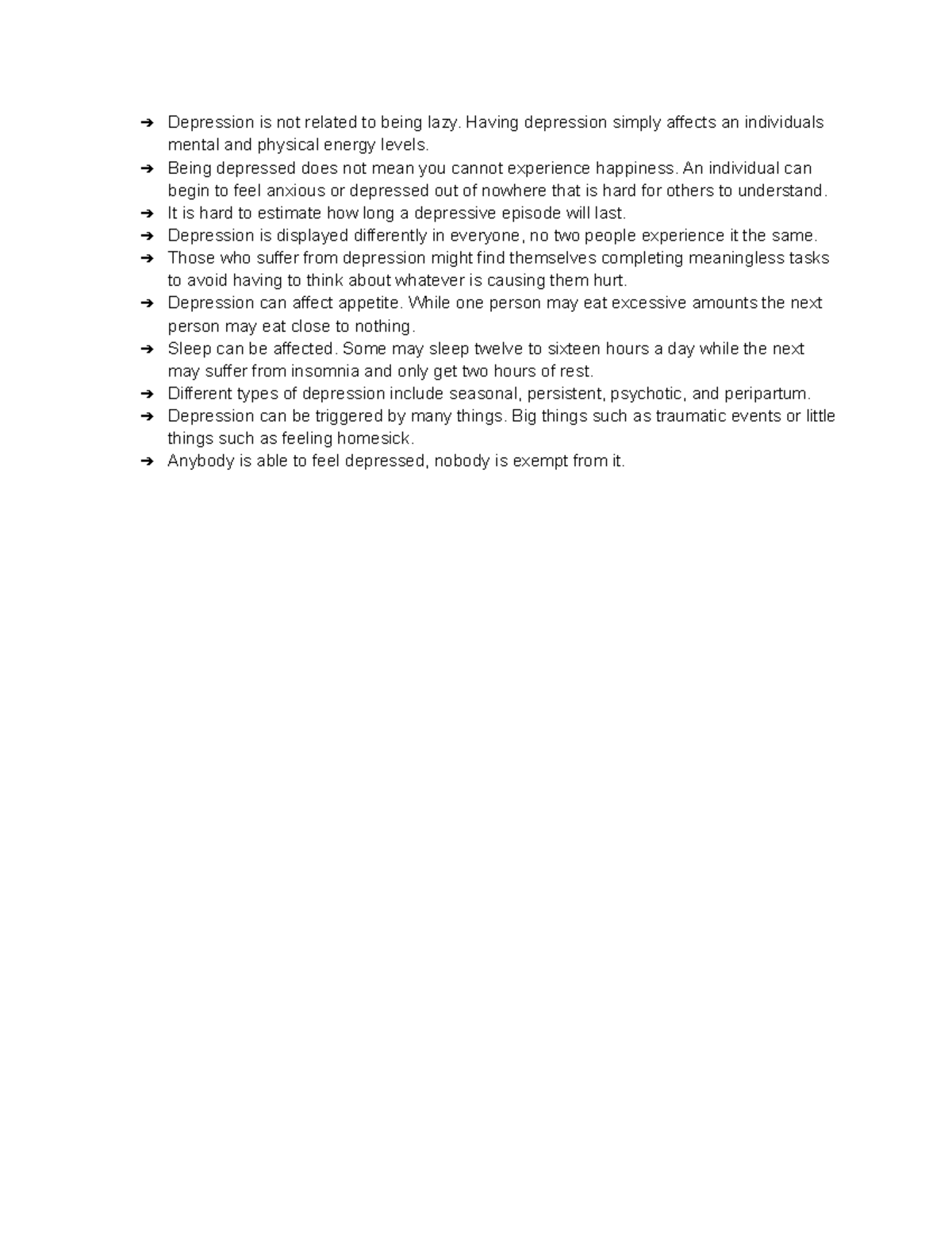 Notes about depression - Depression is not related to being lazy ...