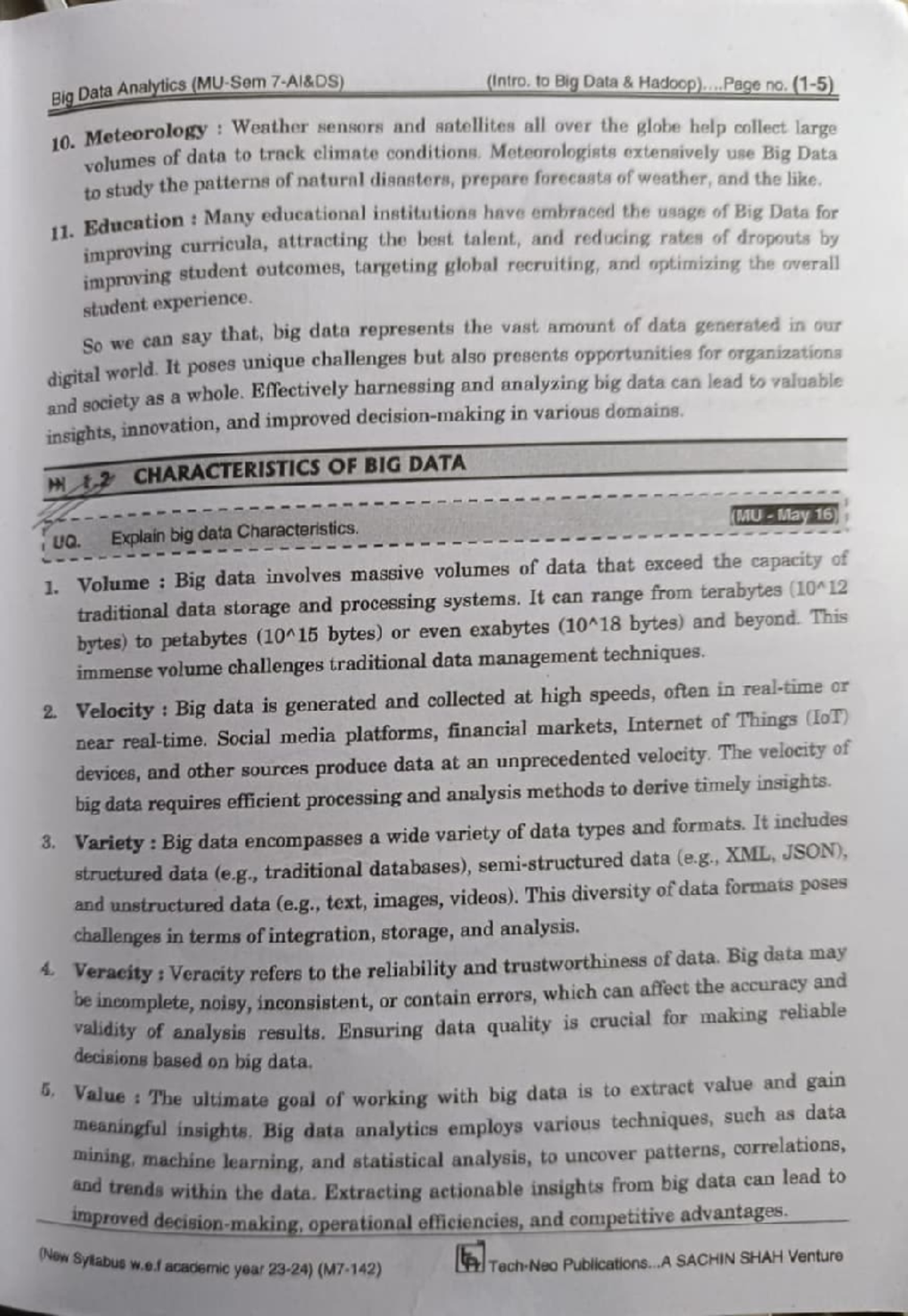 BDA - IA1 QB - It is the 1st 3 chps of BDA subject techneo - (New w.e ...