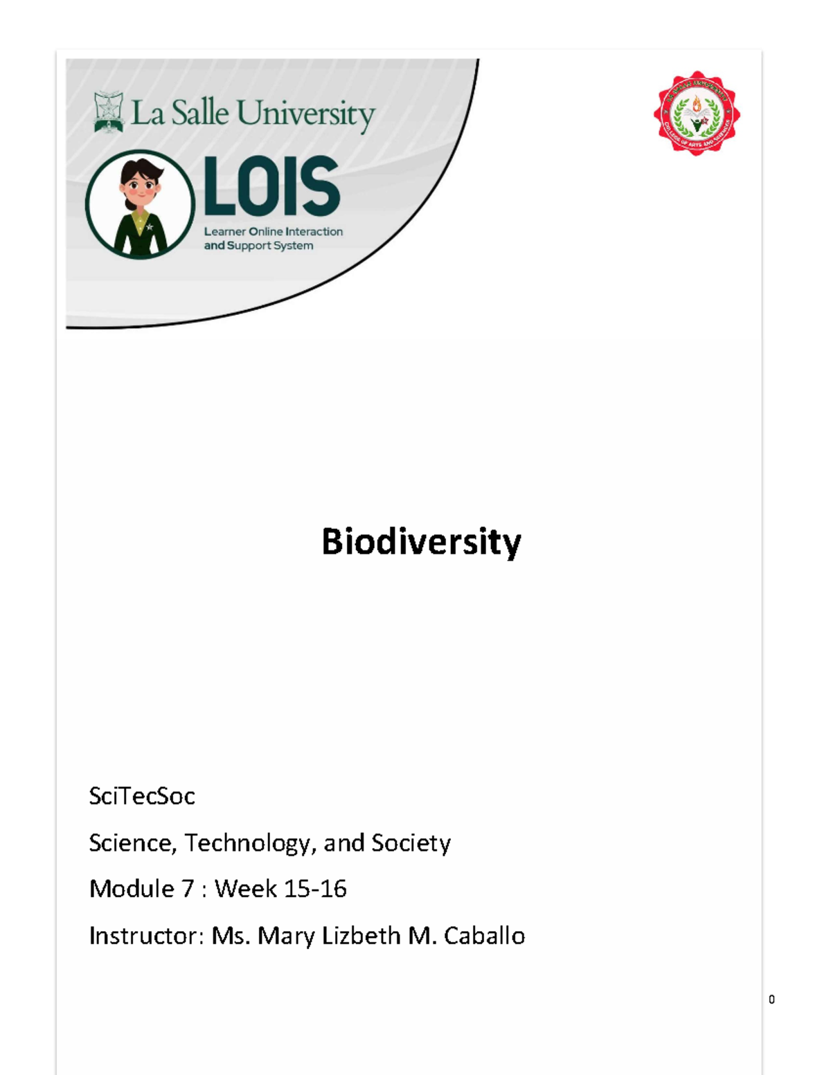 STS Module 7 Explore Revsd - Biodiversity SciTecSoc Science, Technology ...