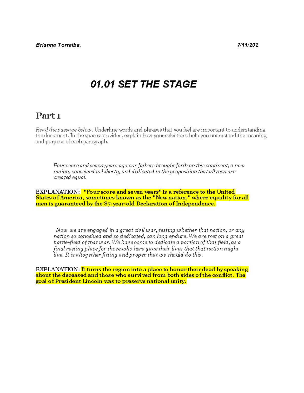 01.01 SET THE Stage - Brianna Torralba. 7/11/ 01 SET THE STAGE Part 1 ...