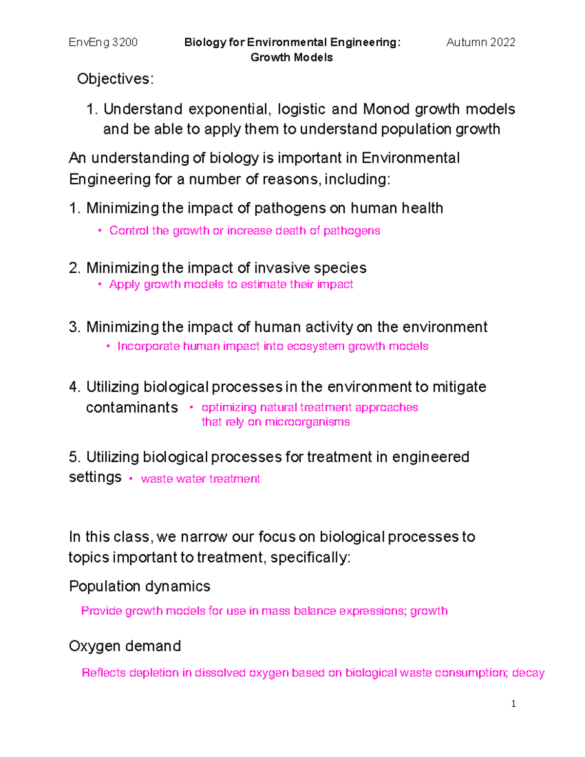 Biological Growth - Growth Models Objectives: Understand exponential ...
