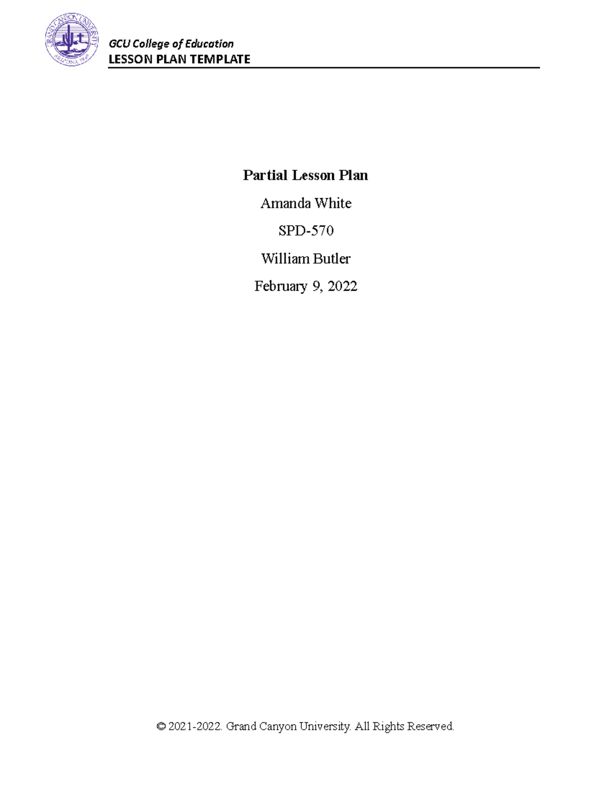 White coe-lesson-plan-template - LESSON PLAN TEMPLATE Partial Lesson ...