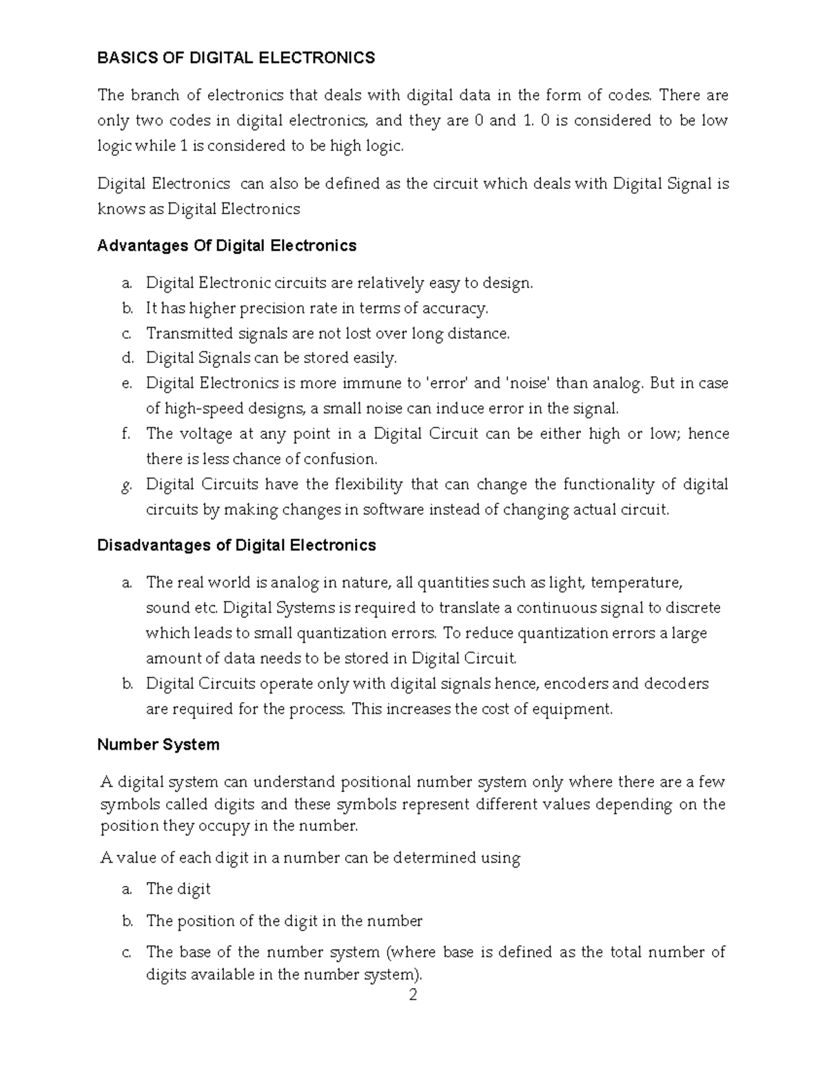 Digital electronics and microprocessor lecture notes - BASICS OF ...