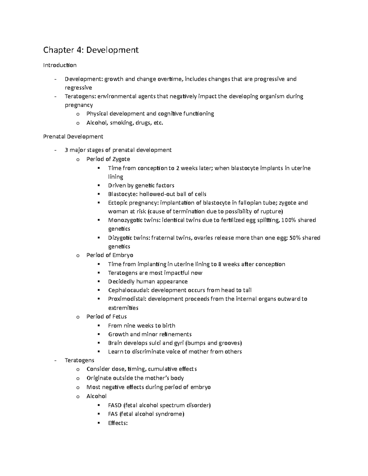 PSY1102 Notes Quiz 1 - Chapter 4: Development Introduction ...