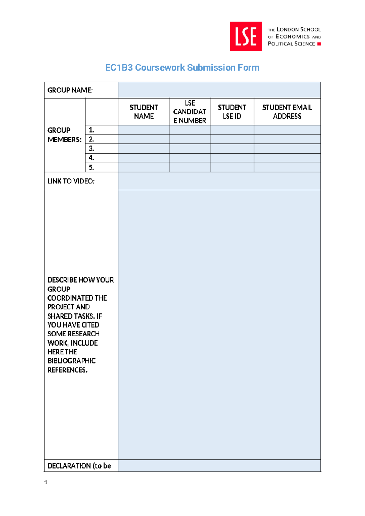 EC1B3 Coversheet ST2023 - EC1B3 Coursework Submission Form GROUP NAME: GROUP MEMBERS: STUDENT ...