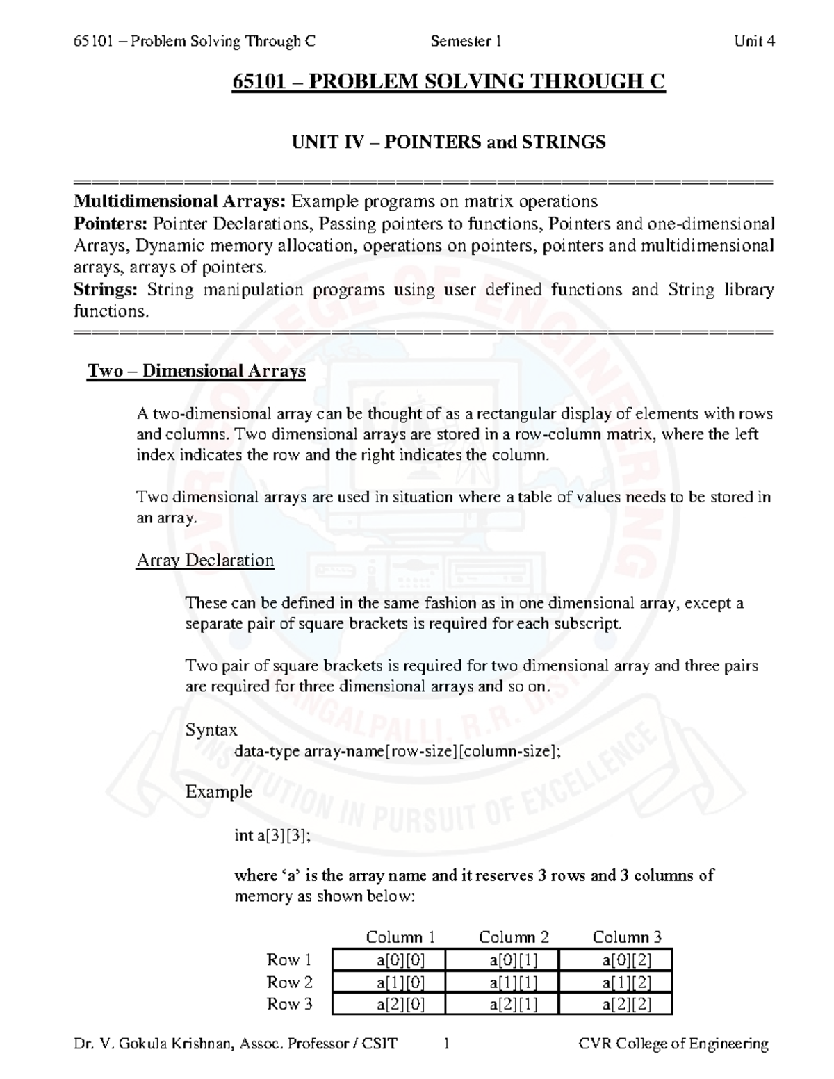 Gokul - Unit 4 - WM - Notes on C language Data structures. - 65101 ...