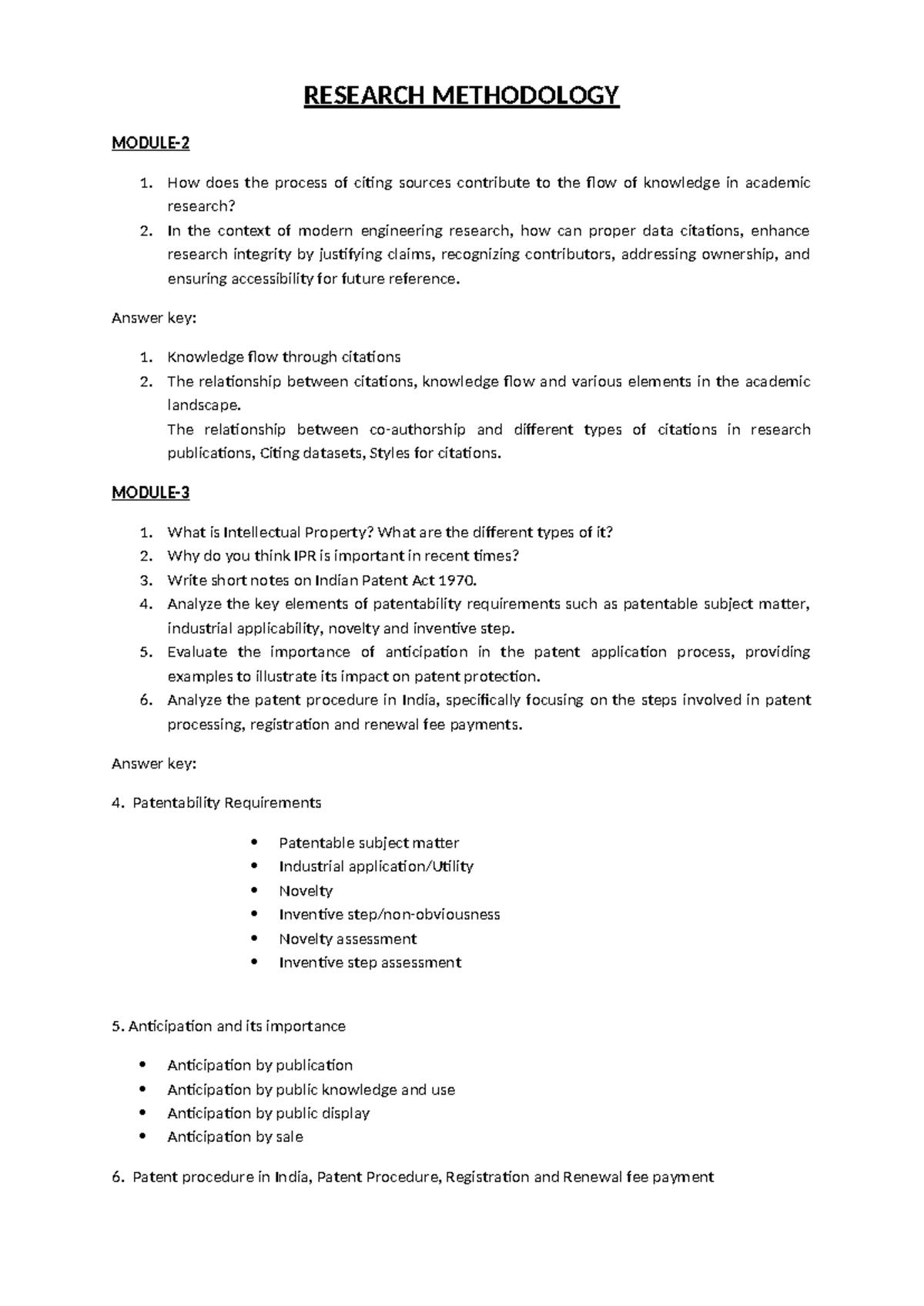 Module 2 &3 questions - RESEARCH METHODOLOGY MODULE- 1. How does the ...