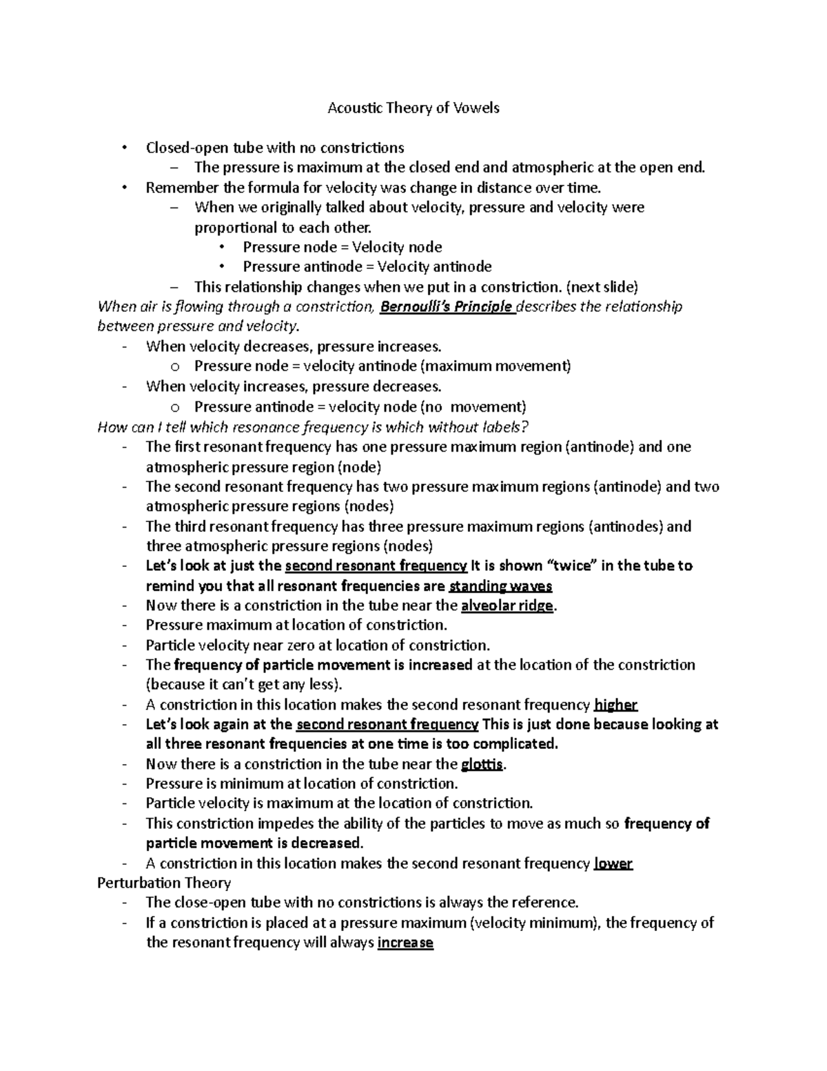Acoustic Theory of Vowels and Constrictions - Studocu