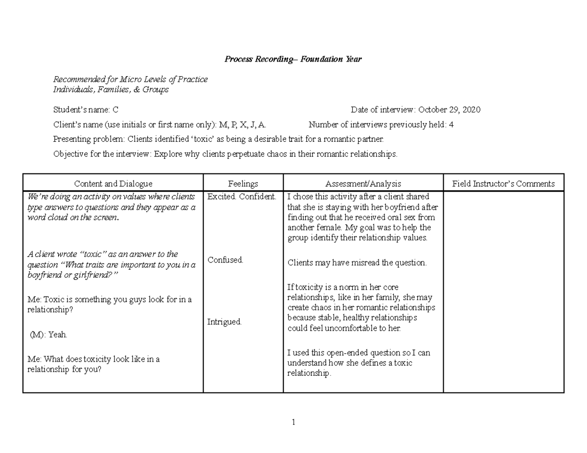Process Recording #6 copy - Process Recording– Foundation Year ...