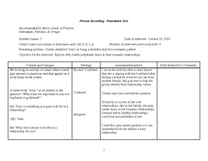 Processing Recording Example - FORDHAM UNIVERSITY GRADUATE SCHOOL OF ...