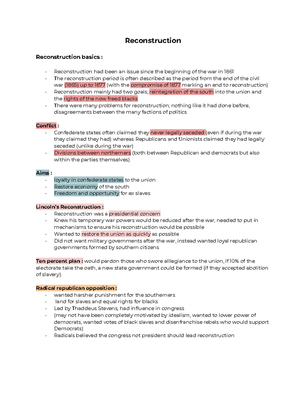 Reconstruction Complete Notes - Reconstruction Reconstruction basics ...
