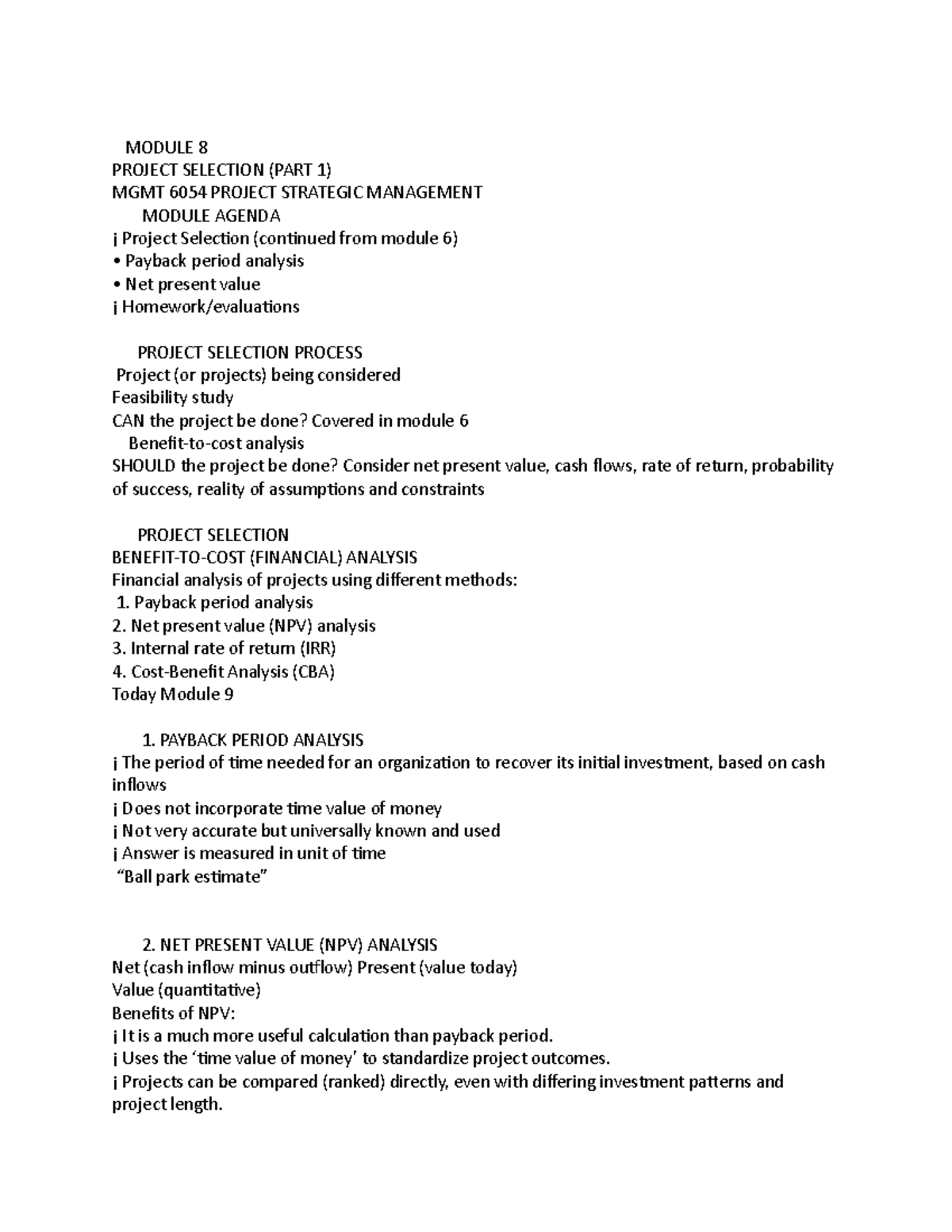 Module 8 - Project Selection Part 1 - MODULE 8 PROJECT SELECTION (PART ...