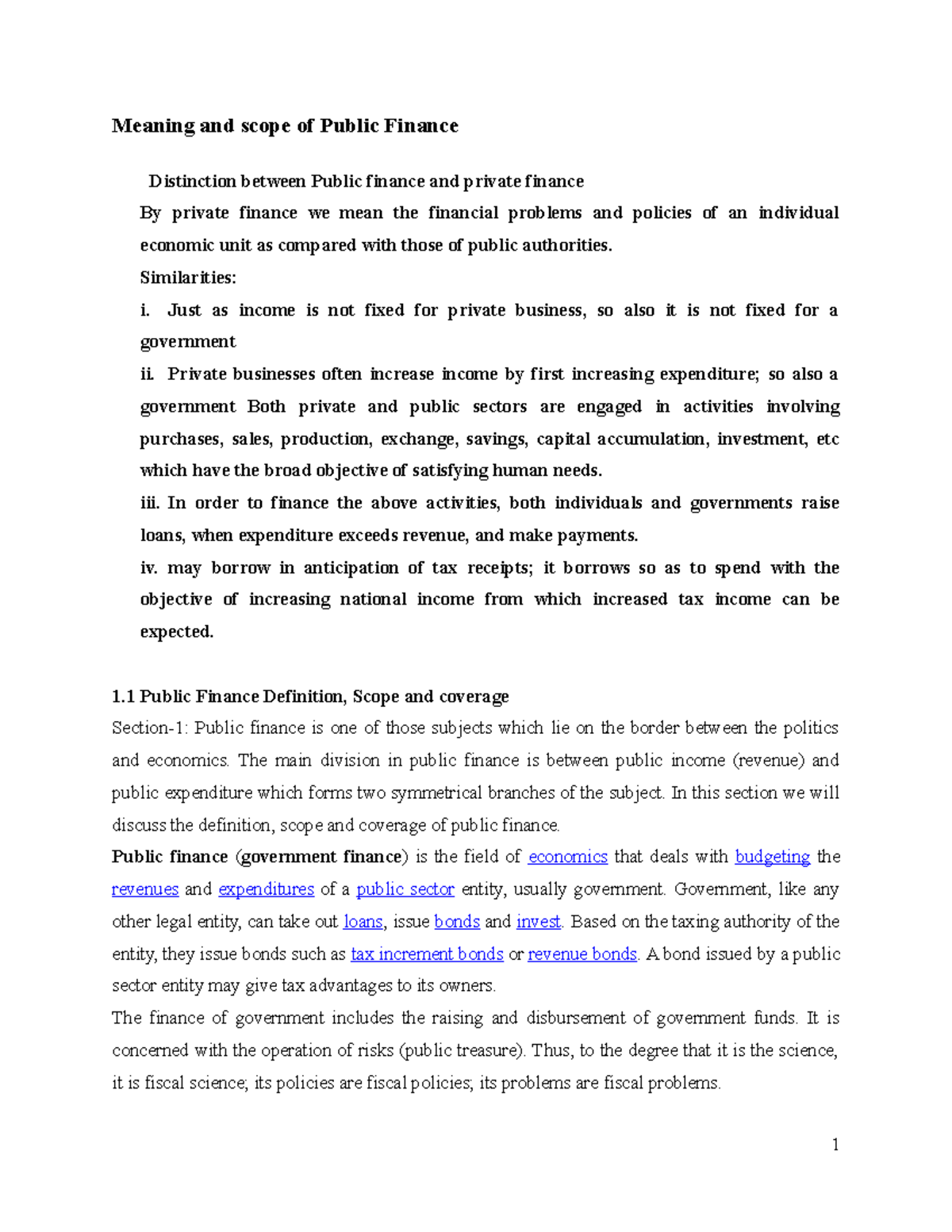 Public finance Chapter I Noteplanning development and project analysis ...