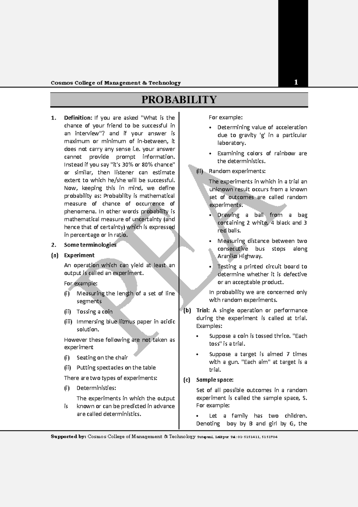 Probablity - Probability IOE entrance questions and notes - Cosmos ...