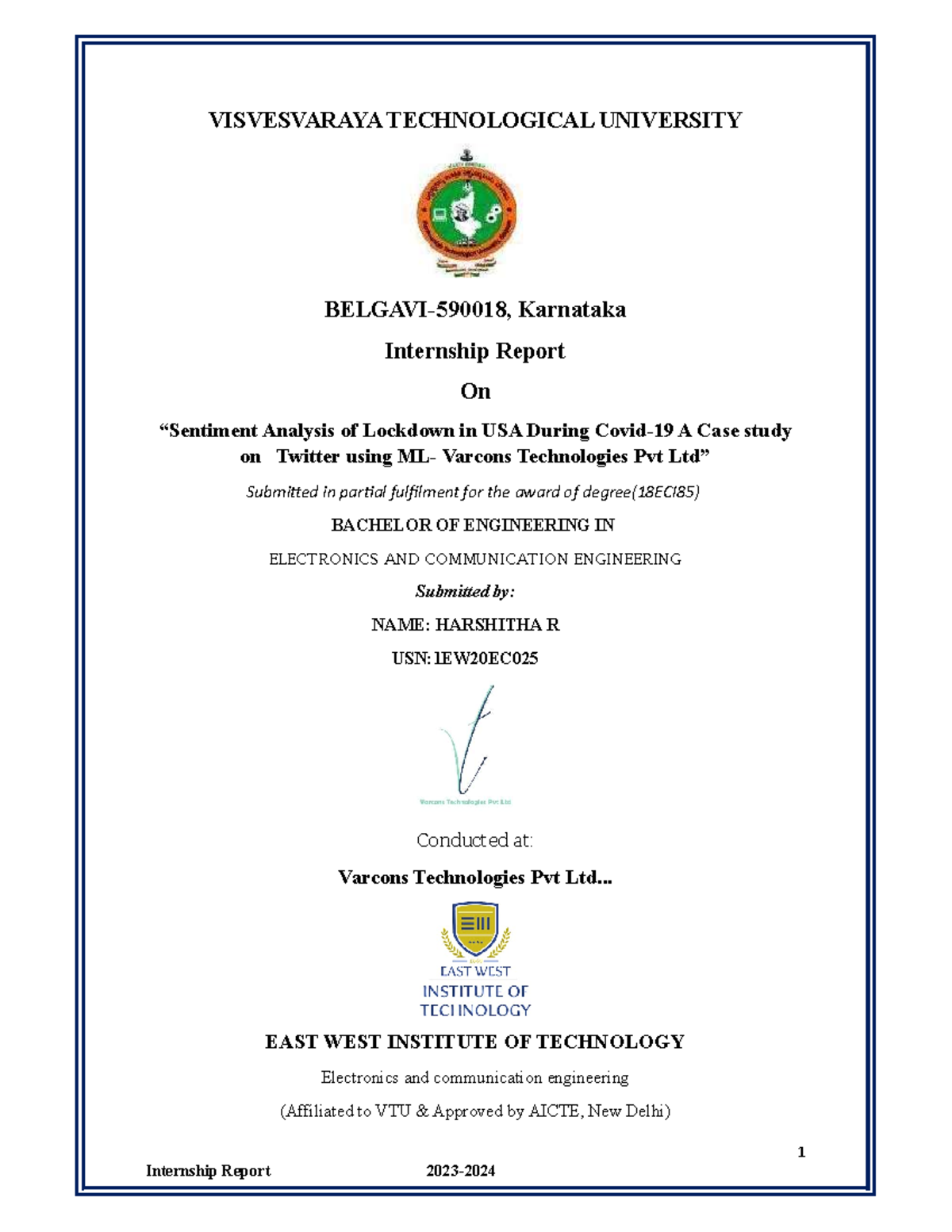 Final Report PDF TIE 2 - 1 VISVESVARAYA TECHNOLOGICAL UNIVERSITY ...