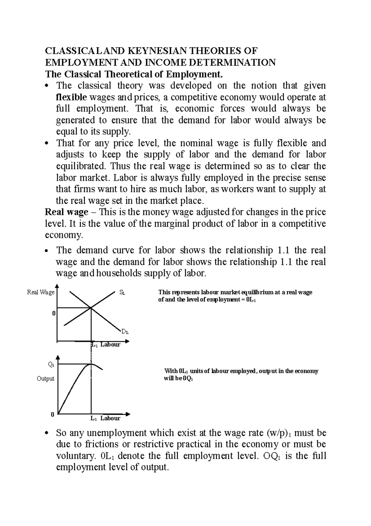 Classical AND Keynesian Theories OF Employment AND Income Determination ...