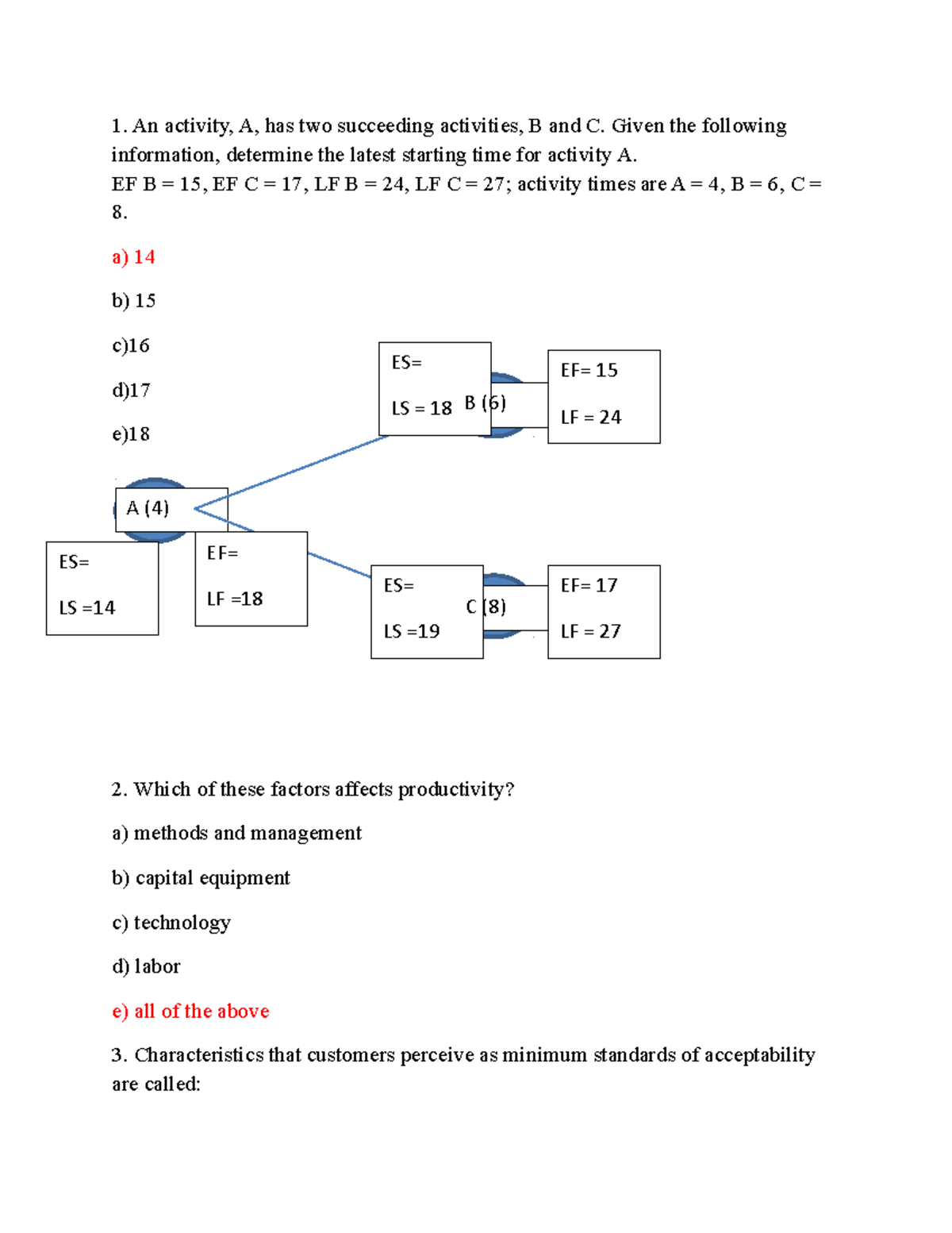 Comm225 Poll1 Solutions - An activity, A, has two succeeding activities ...
