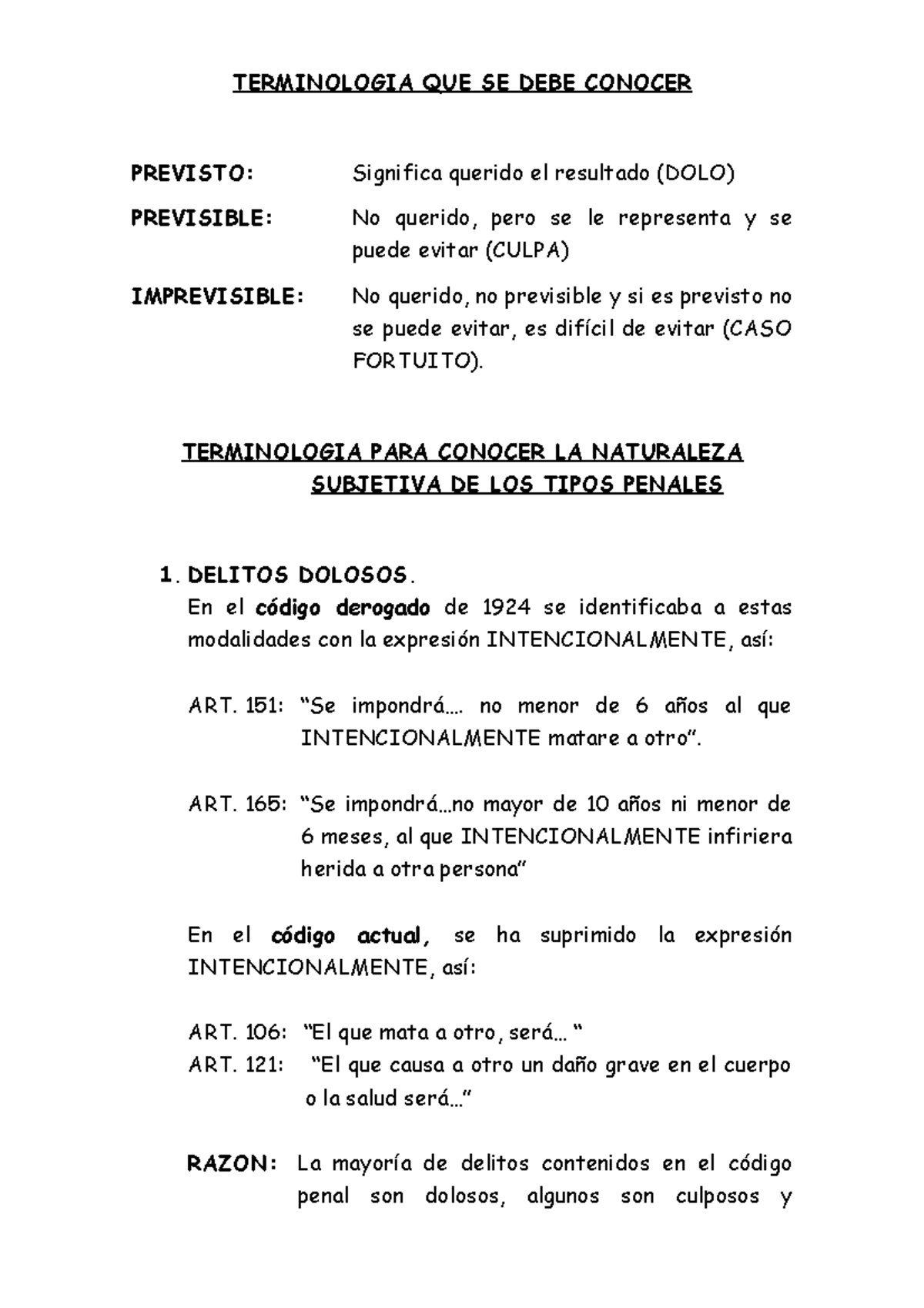 Terminologia - TERMINOLOGIA QUE SE DEBE CONOCER PREVISTO: Significa ...