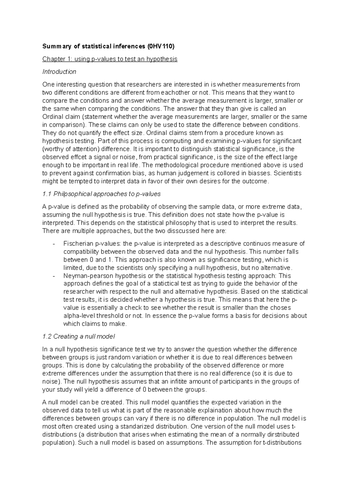 Summary of statistical inferences - This means that they want to ...